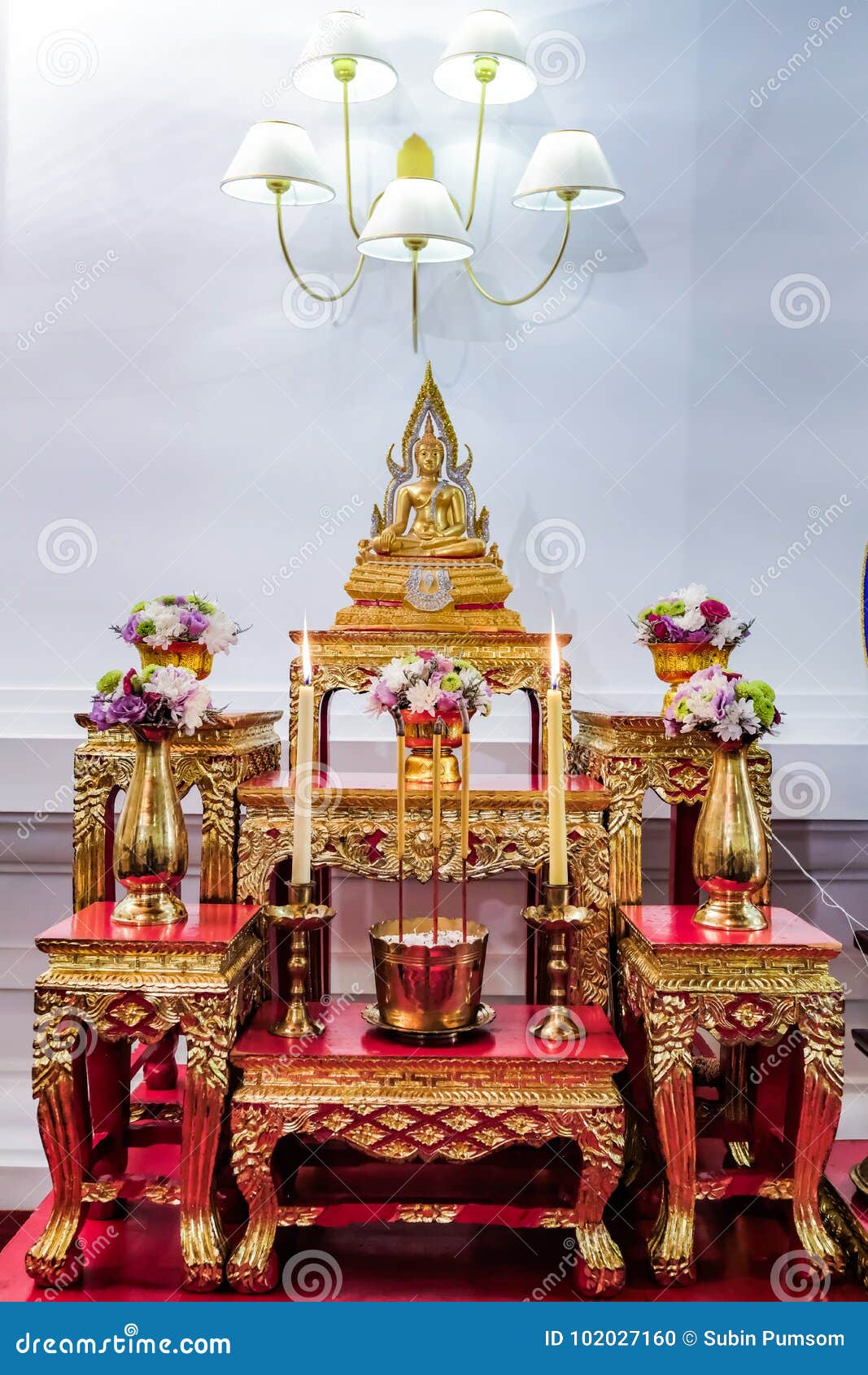 Set Altar Table for Ritual in Thailand Stock Photo - Image of antique ...