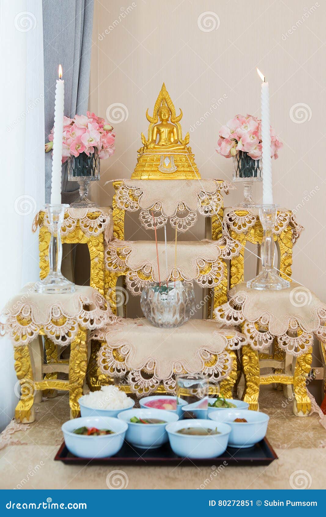 Set of Altar Table for Ritual Stock Image - Image of shelf, coffee ...