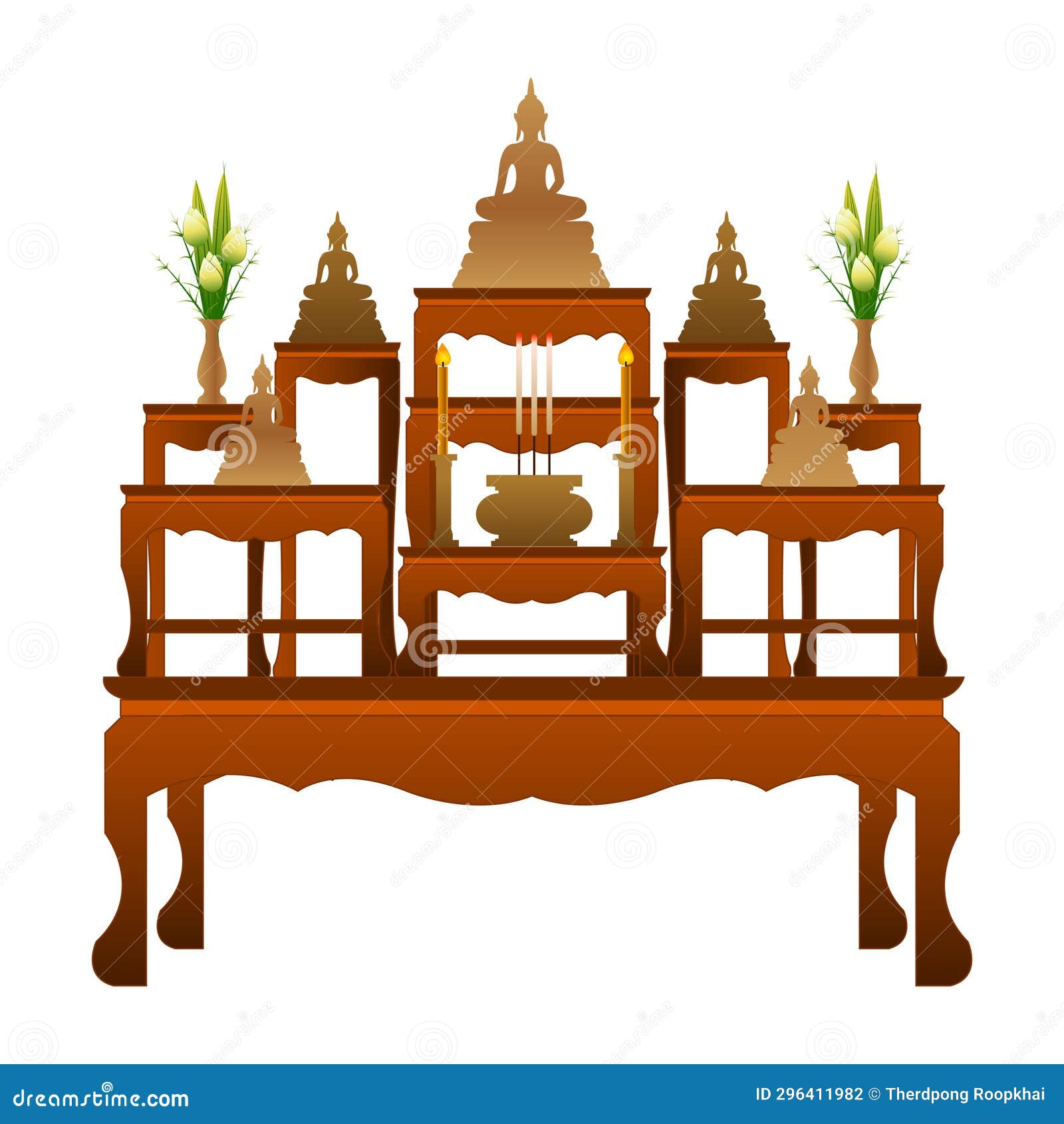 Set Of Altar Table With Vector Illustration On White Background Design ...
