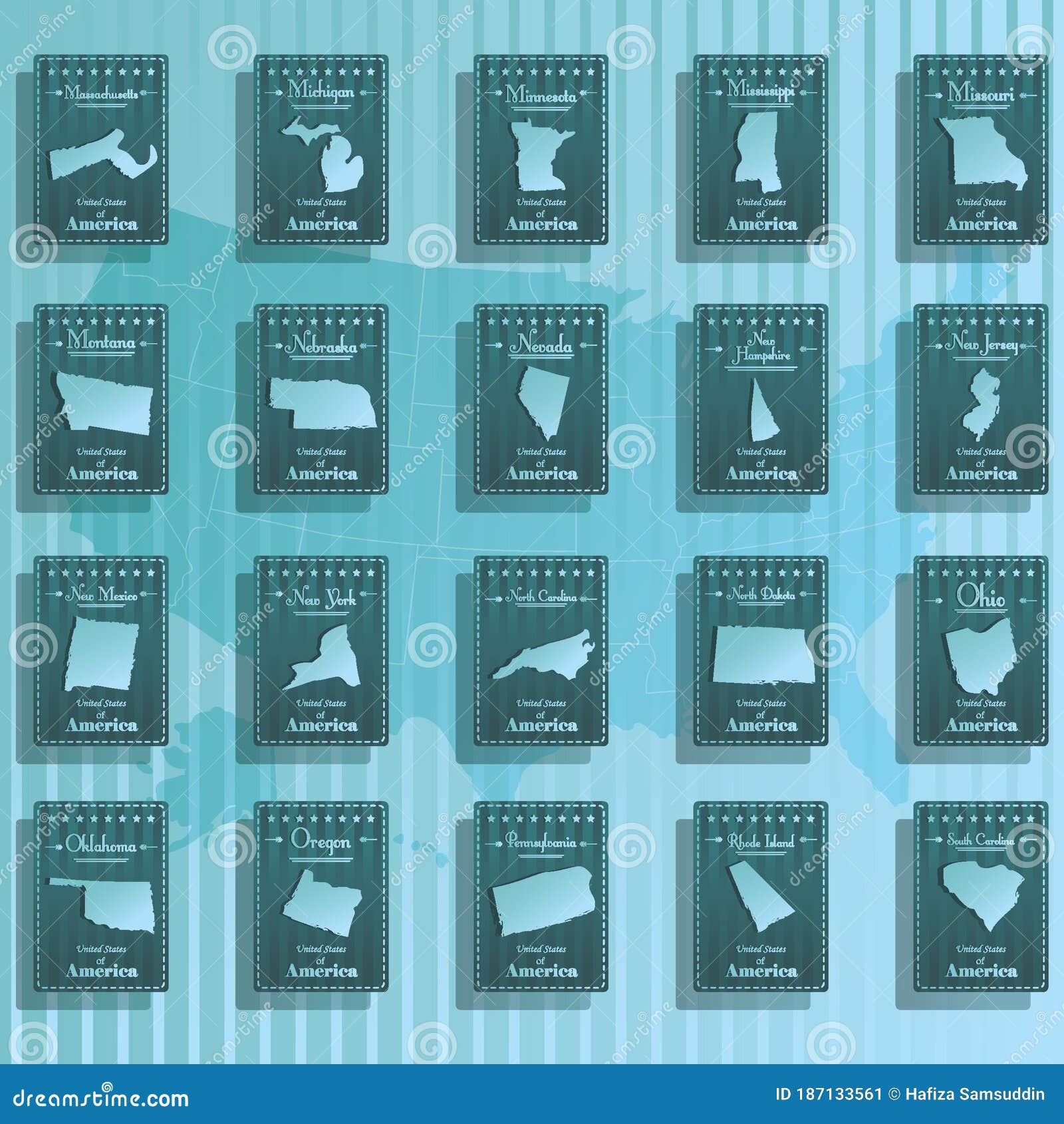 Set of America State Labels. Vector Illustration Decorative Design ...