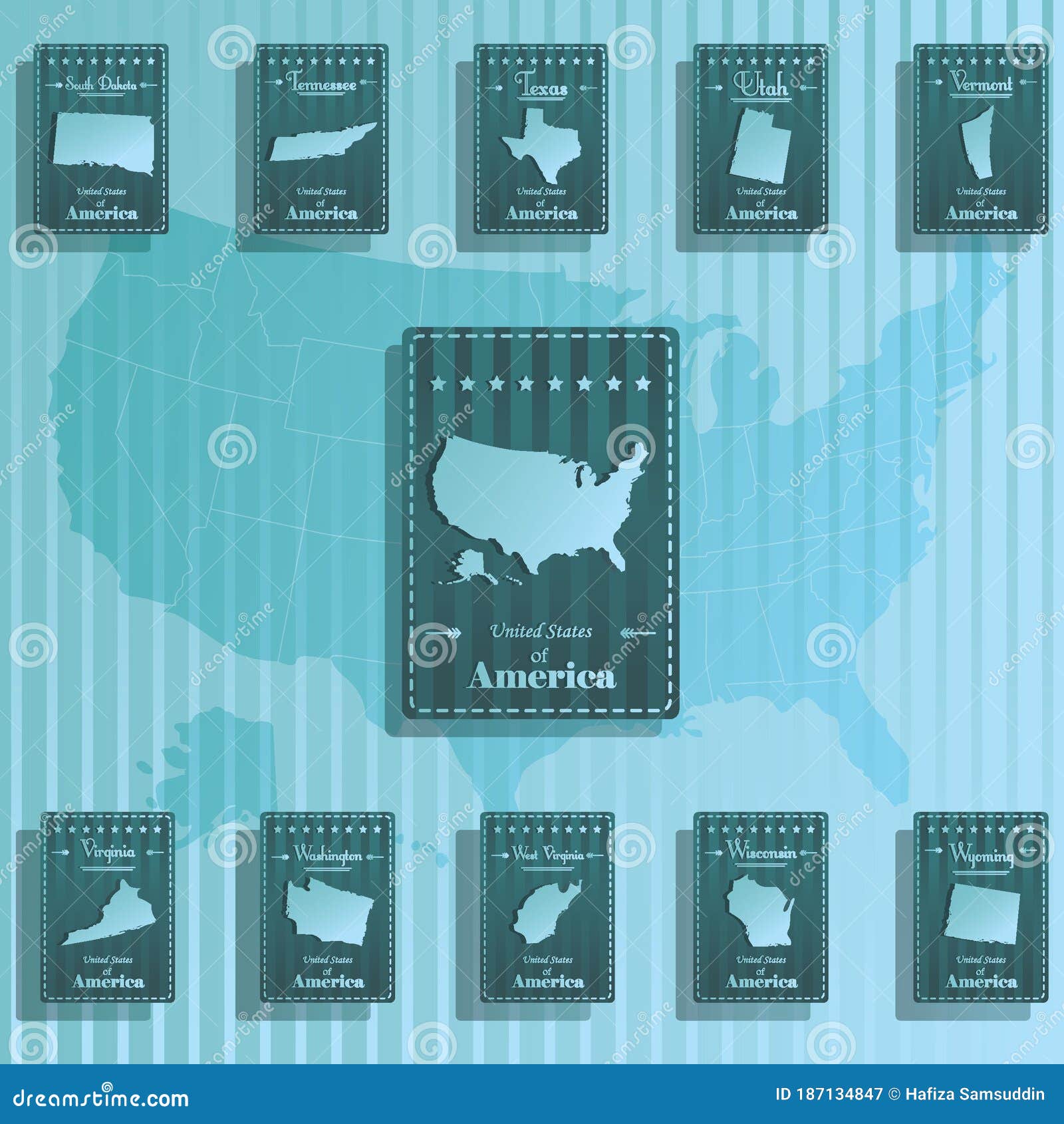 Set of America State Labels. Vector Illustration Decorative Design ...