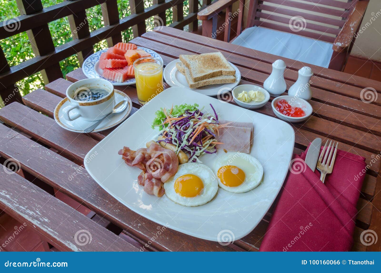 Set of American Breakfast at Home Stock Photo - Image of meal, healthy ...