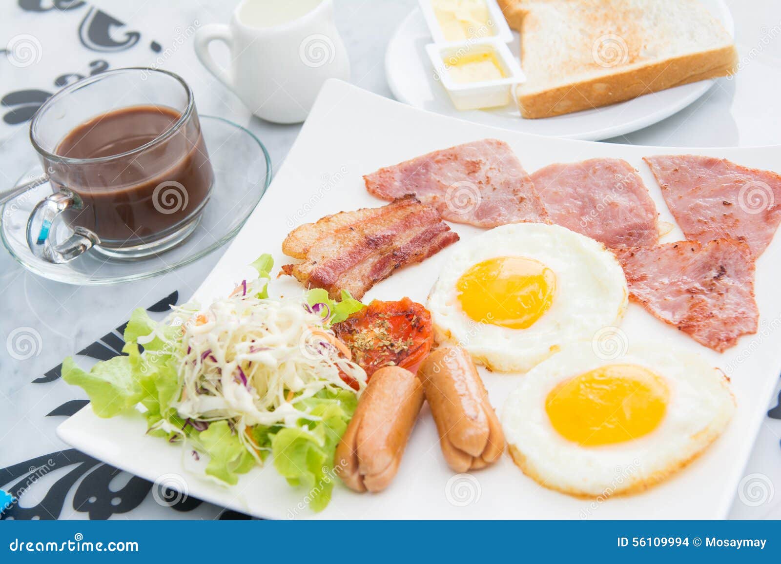 Set of American Breakfast for Morning Stock Photo - Image of dining ...