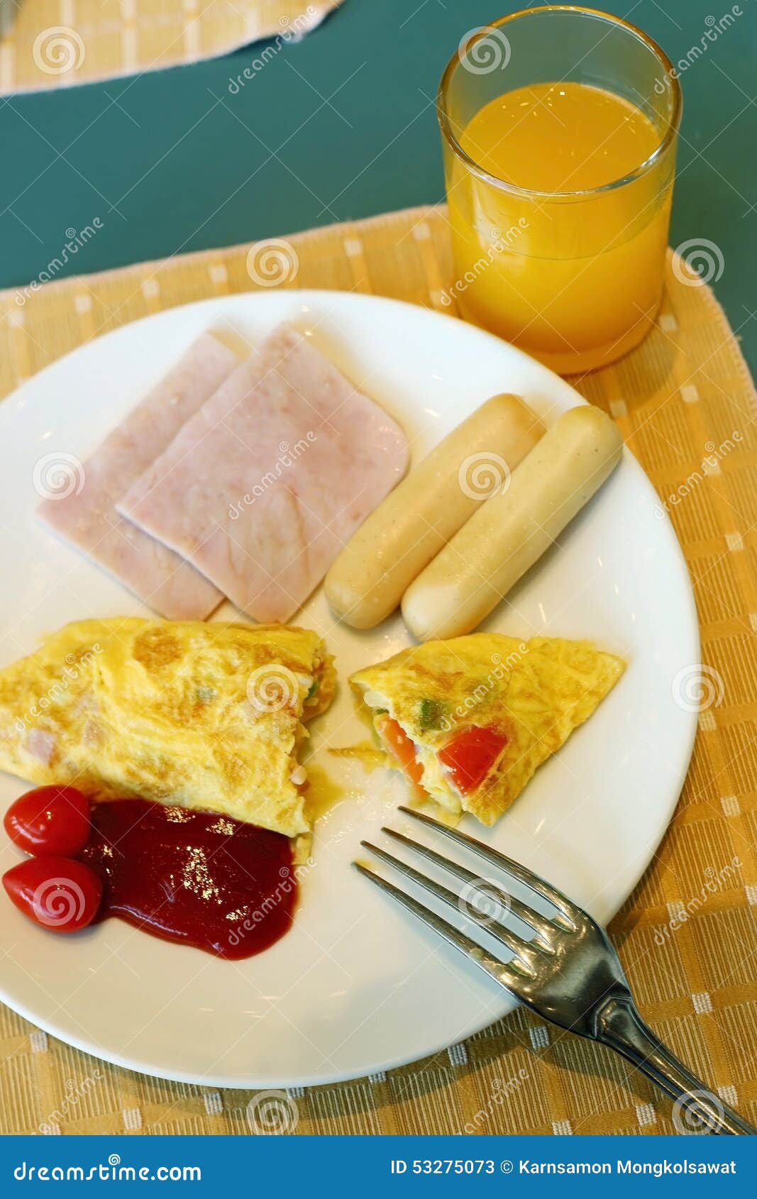 Set of American Breakfast on Table Stock Image - Image of plate, hungry ...