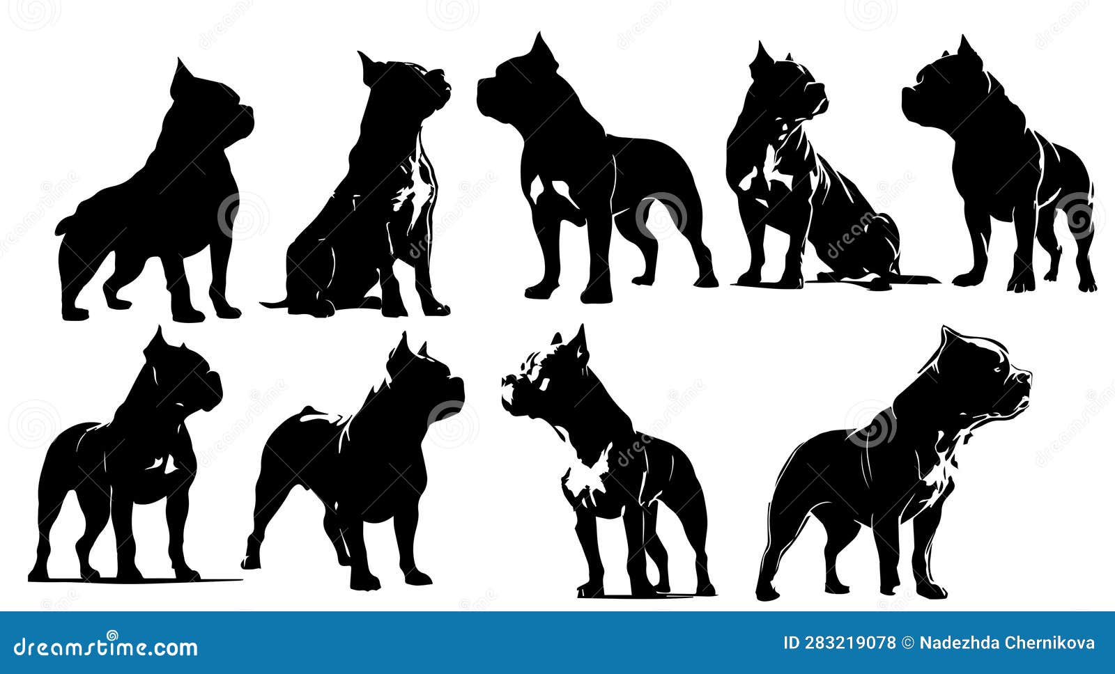 Set of American Bully Illustration Isolated Vector Stock Vector ...