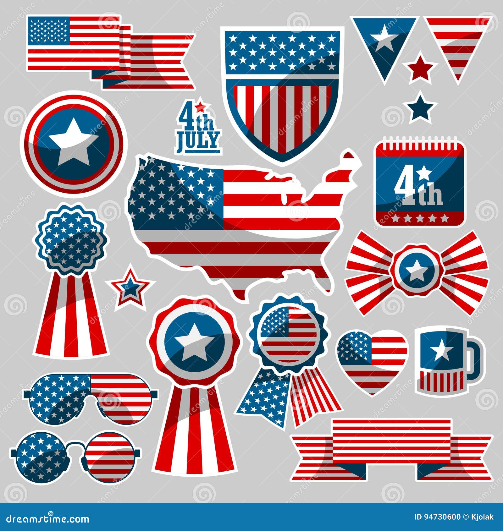 Set of american elements stock vector. Illustration of style - 94730600