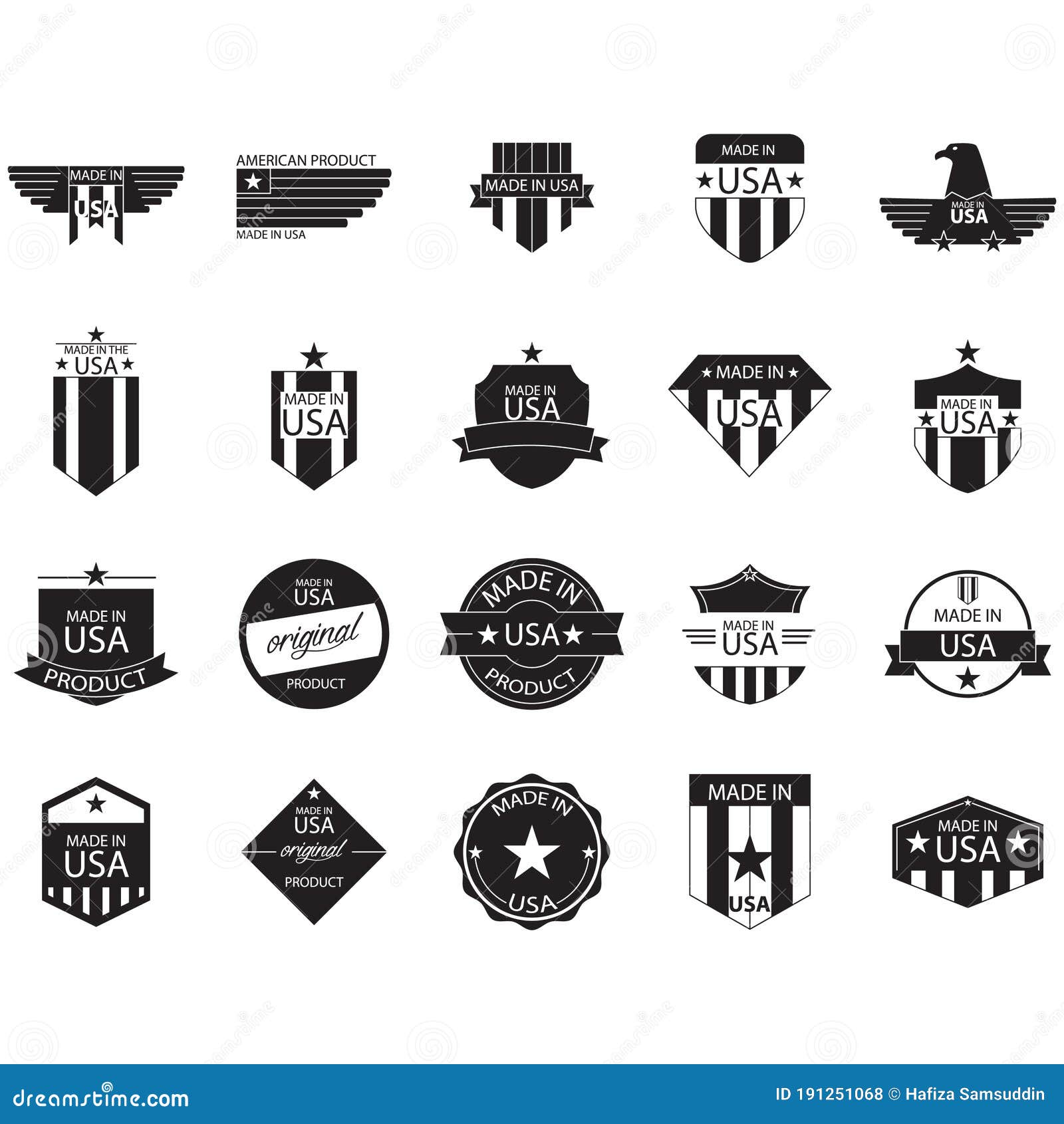 Set of American Emblems. Vector Illustration Decorative Design Stock ...