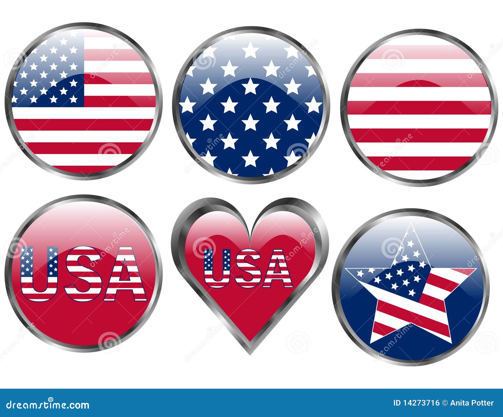 Set of American Flag Buttons Stock Vector - Illustration of america ...