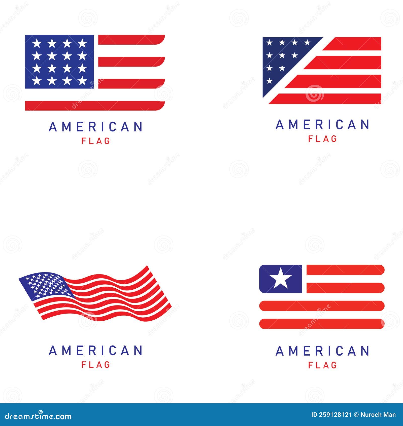 Set of American Flag Logo Design Elements Vector Icons. Stock Vector ...
