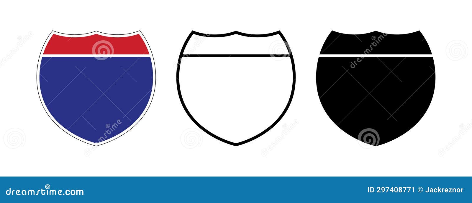 Set of American Interstate Sign Stock Illustration - Illustration of ...