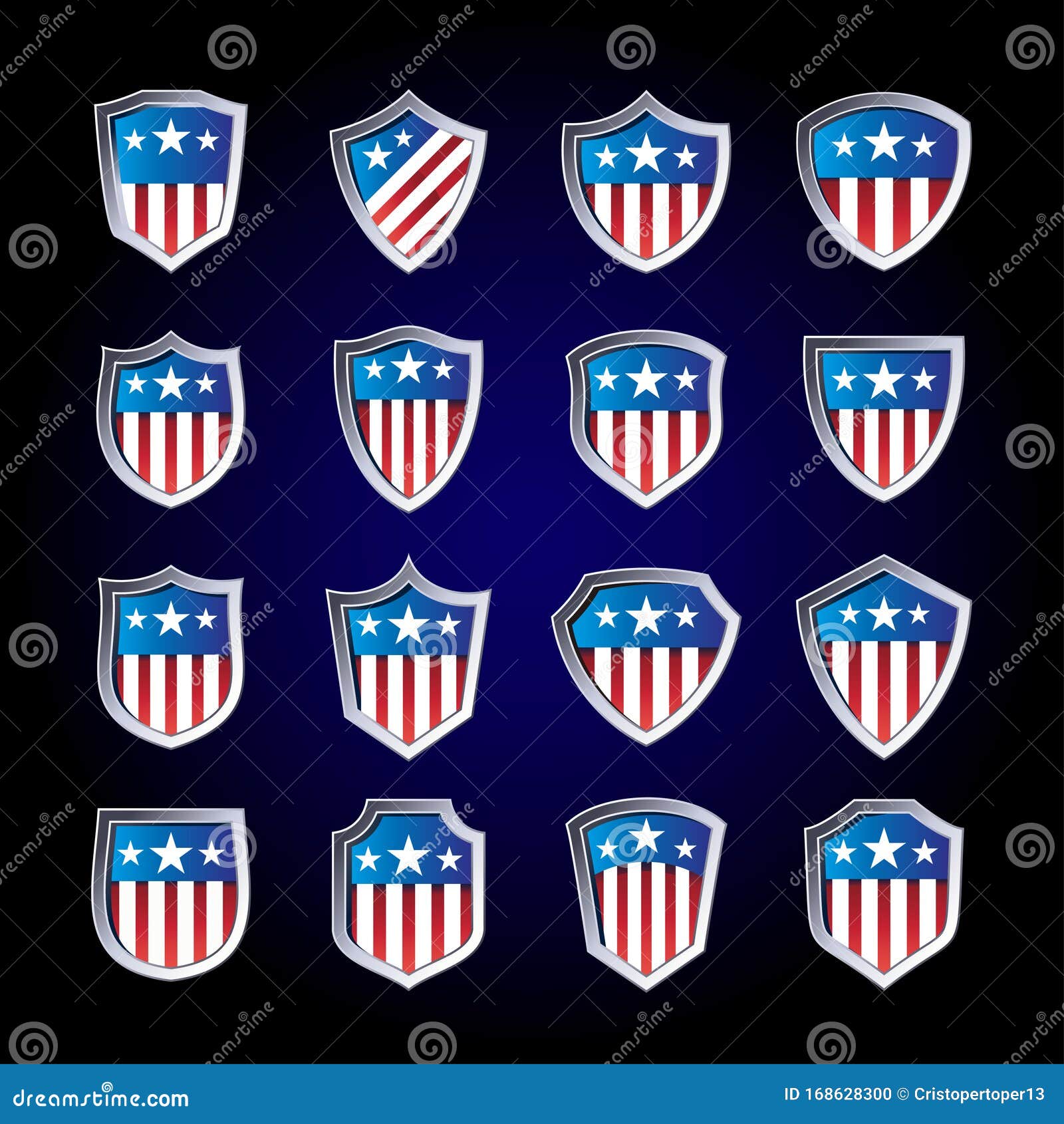 Set of American Logo and Shield Vector Stock Vector - Illustration of ...