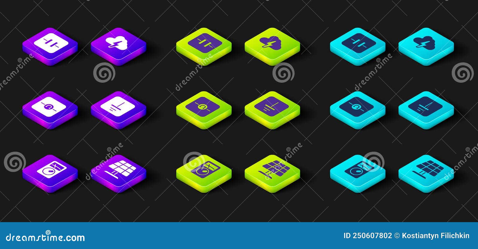 Set Ampere Meter, Multimeter, Solar Energy Panel, Ohmmeter, Electrical ...