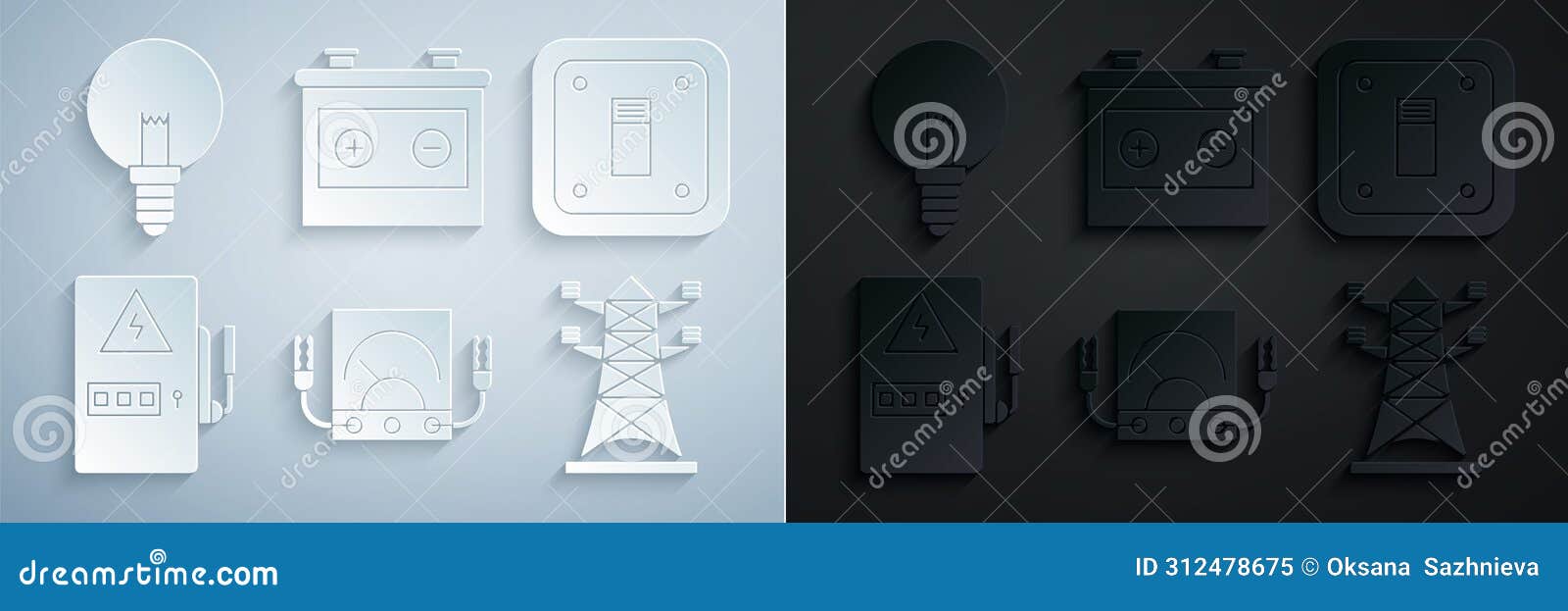 Set Ampere Meter, Multimeter, Voltmeter, Electric Light Switch, Electrical Panel, High Voltage ...