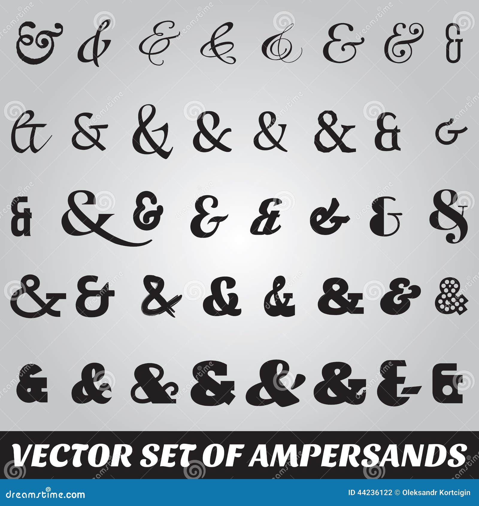 Set of Ampersands from Different Fonts Stock Vector - Illustration of ...