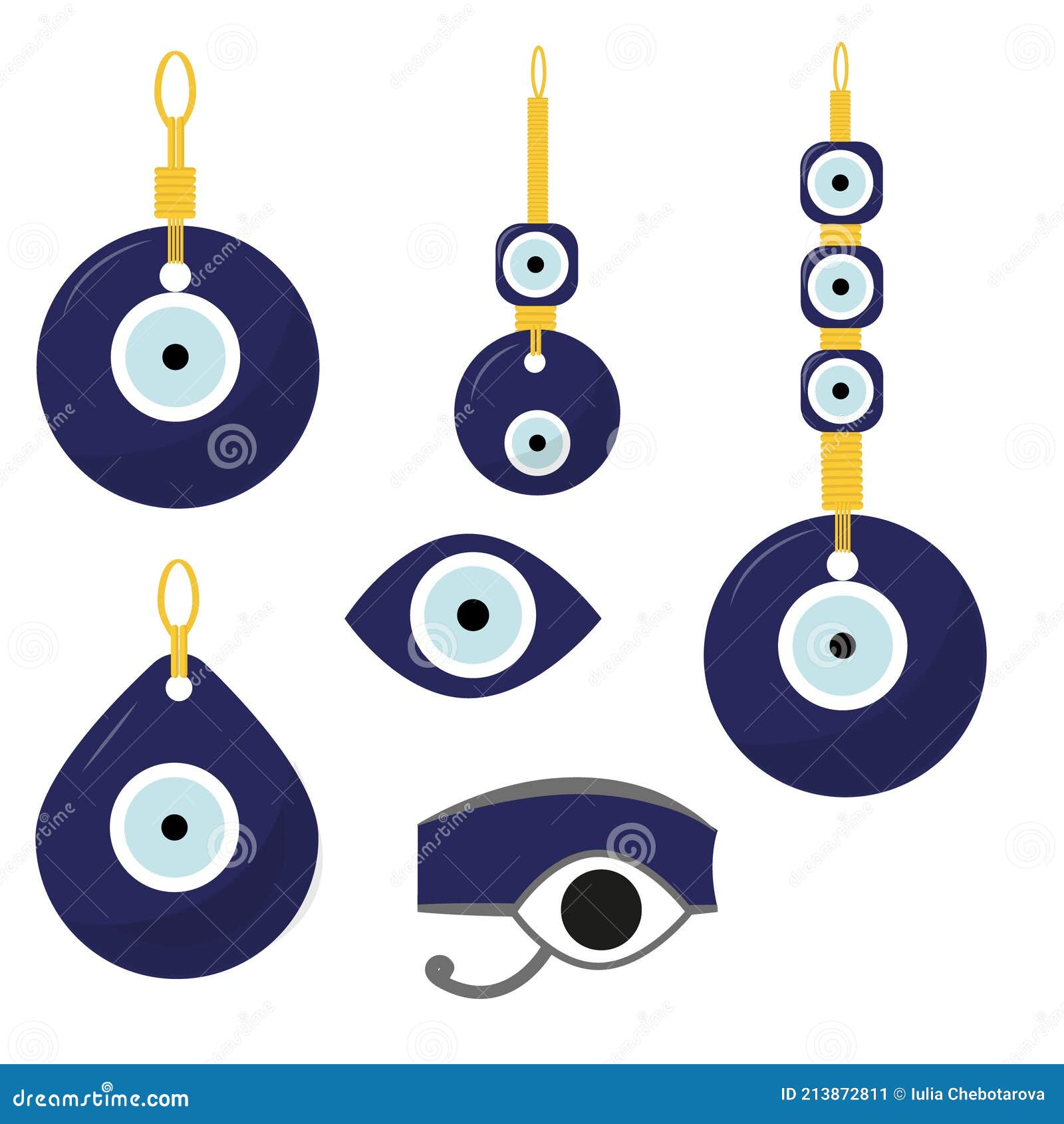 Set of Amulet Nazar, Blue Eye, Vector. Lucky, Fortune Symbol Stock ...