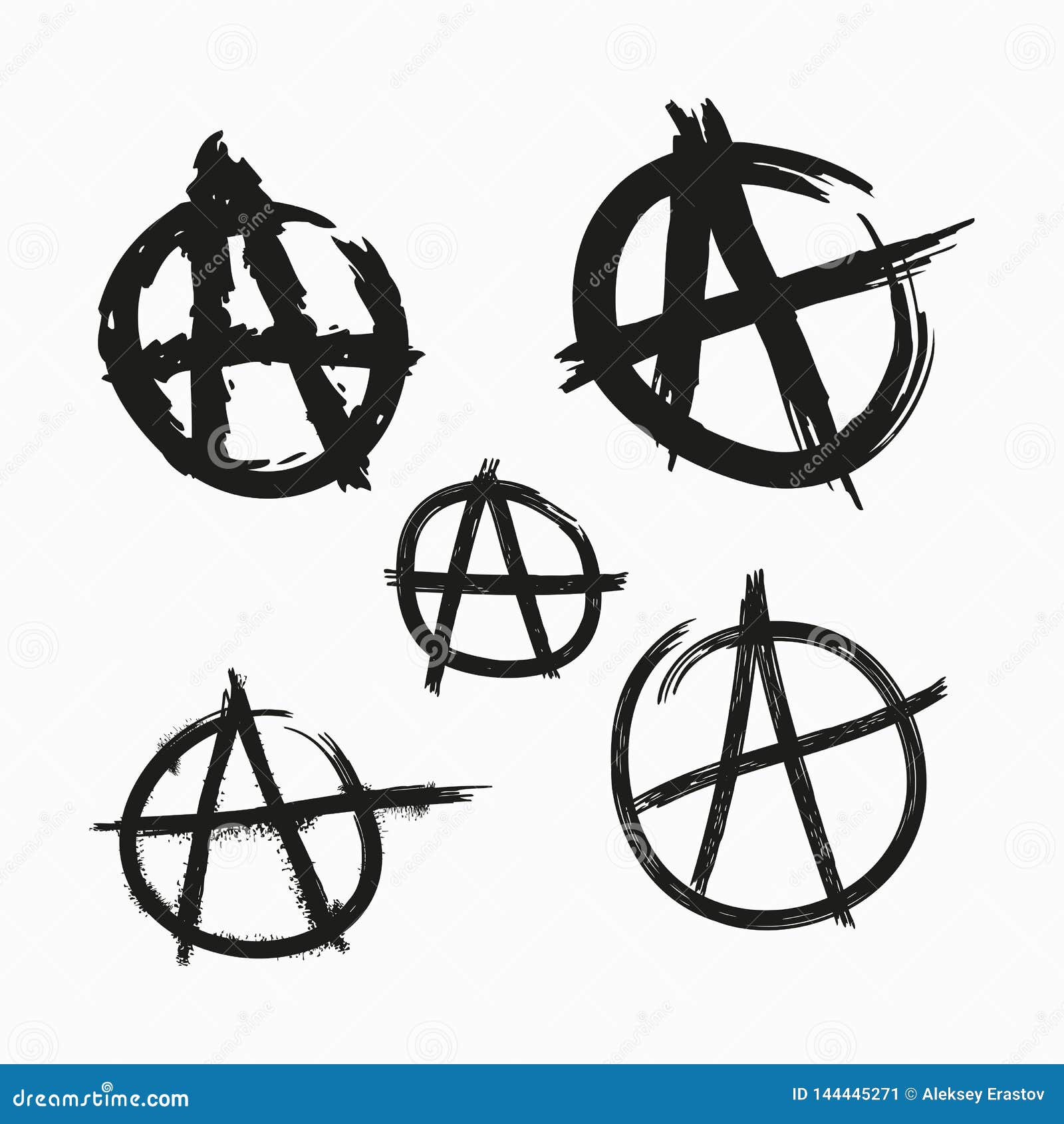 Set of Anarchy Symbols. Painted with Rough Grunge Brushes. Vector ...