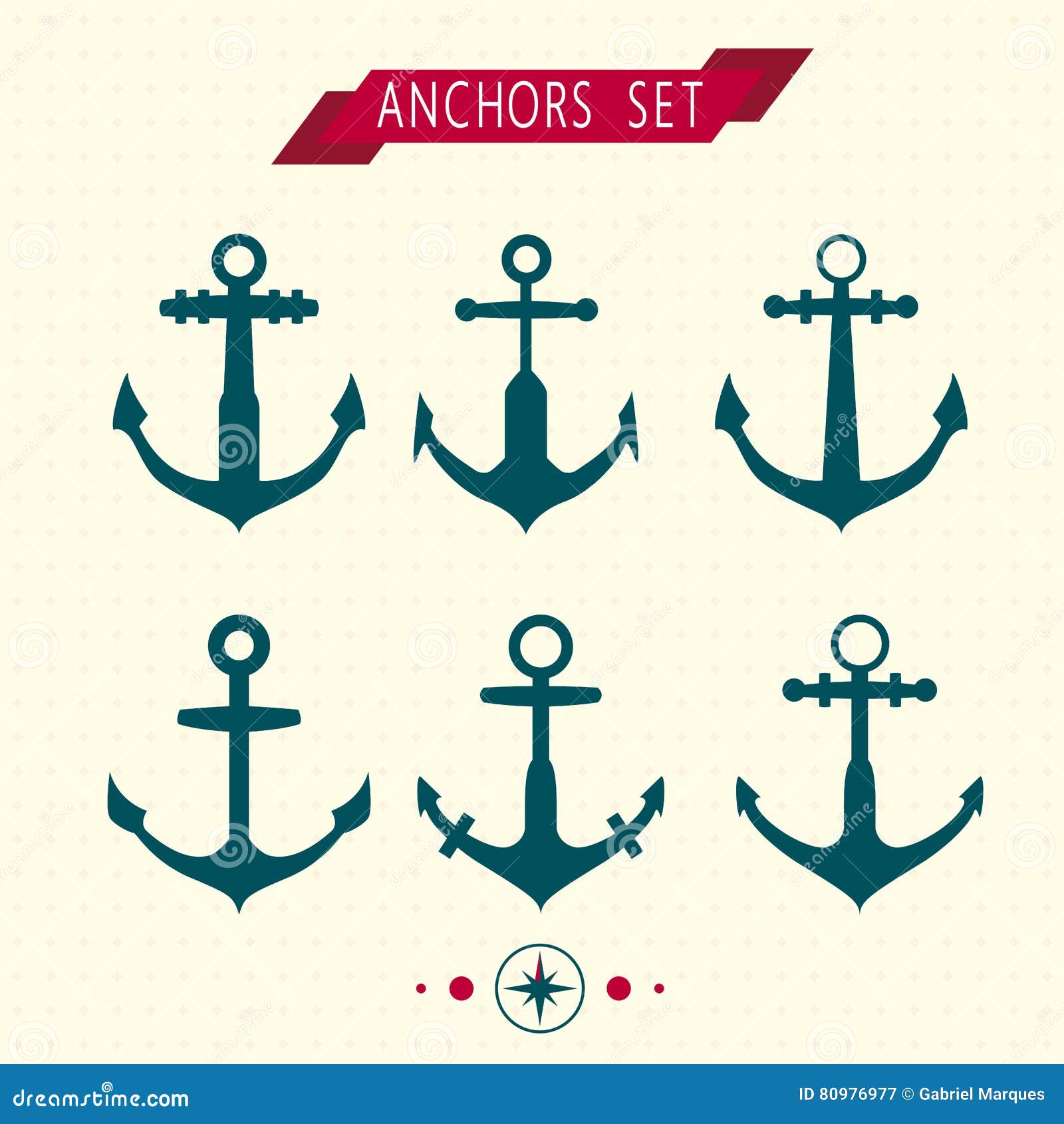 Set of Anchors Vector. stock vector. Illustration of cruise - 80976977