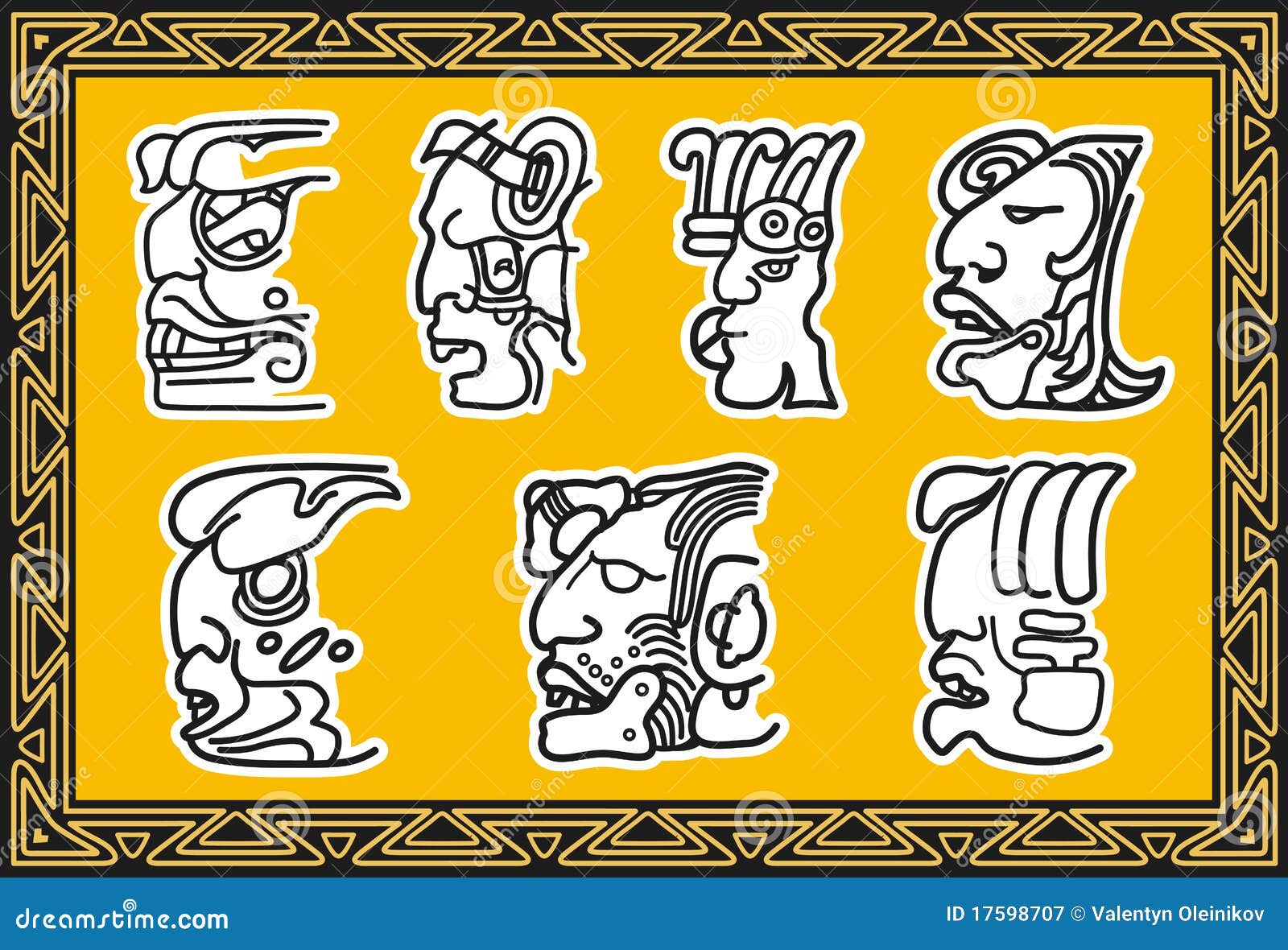 Set of Ancient American Indian Facial Patterns. Stock Vector ...
