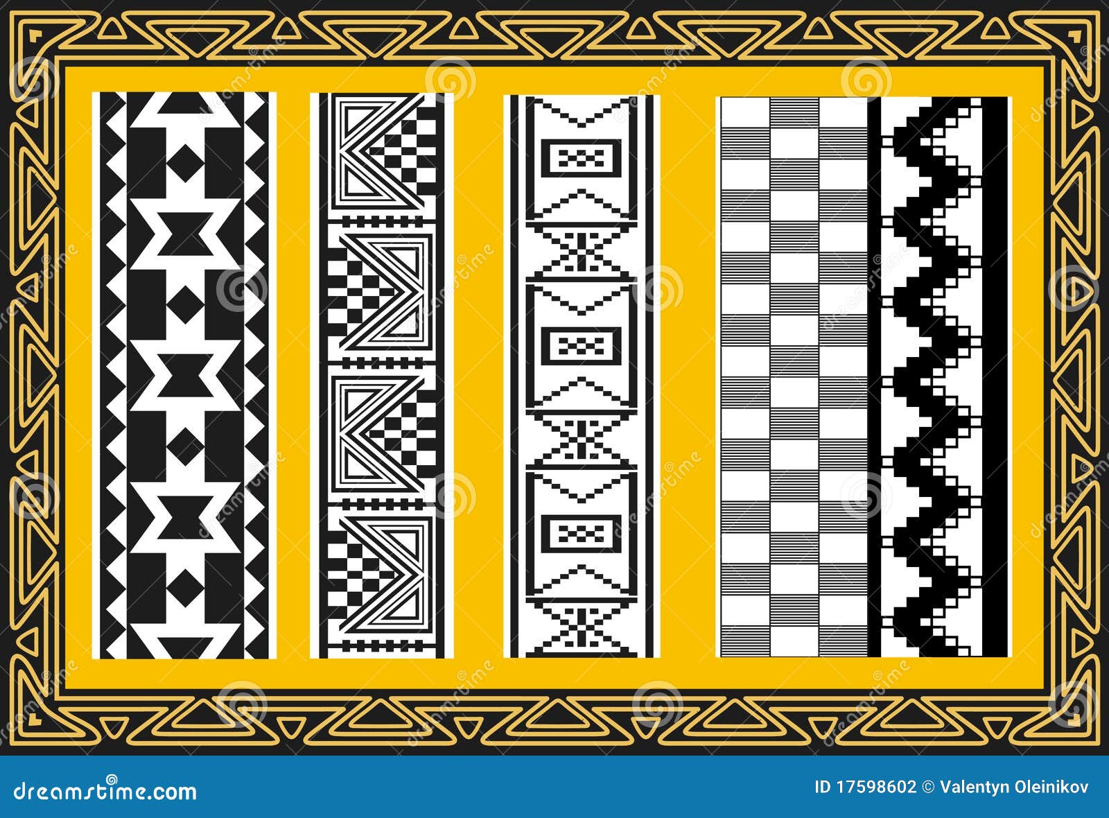 Set of Ancient American Indian Patterns Stock Vector - Illustration of ...