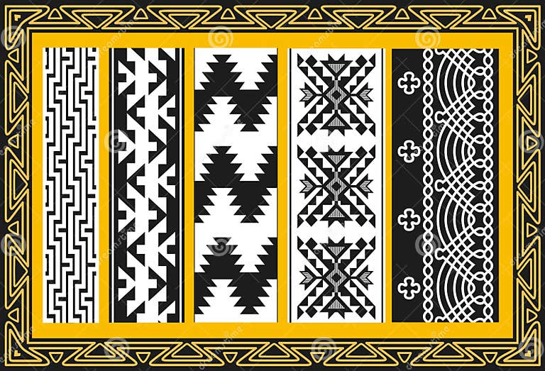 Set of Ancient American Indian Patterns Stock Vector - Illustration of ...