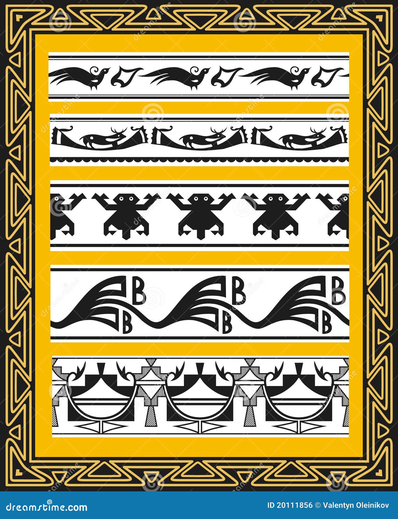 Set of Ancient American Indian Vector Patterns Stock Vector ...