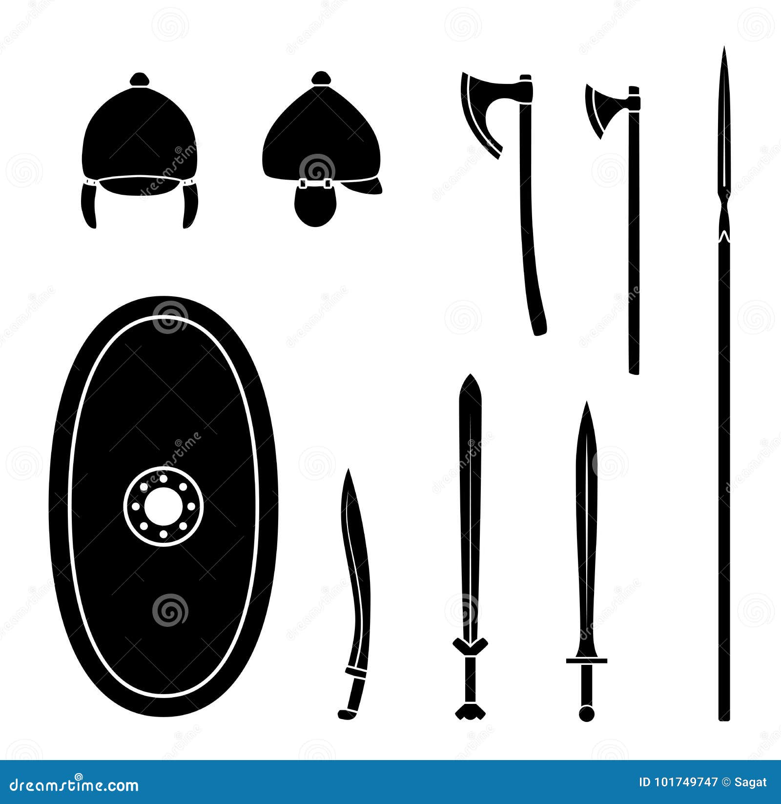 Set of Ancient Celtic Weapon and Protective Equipment. Stock Vector ...