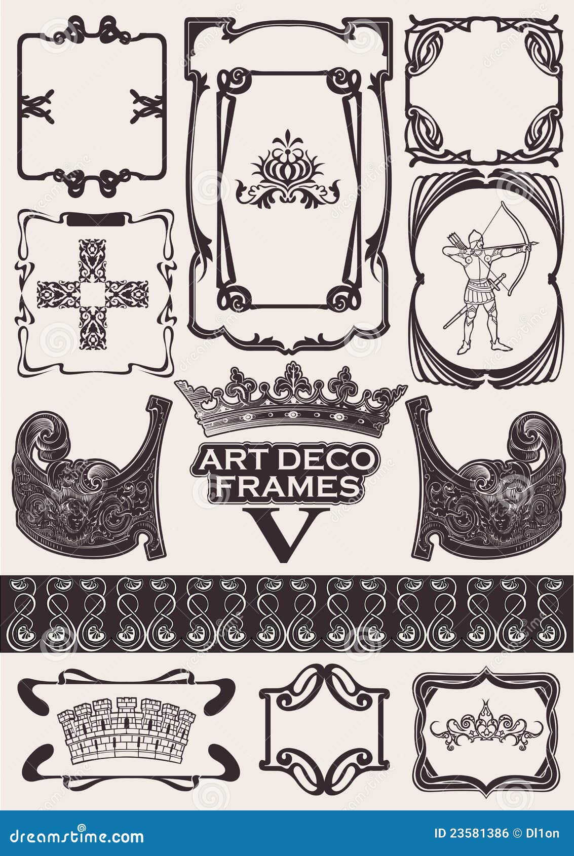 Set of Ancient Frames in Art-Deco Style Stock Vector - Illustration of ...