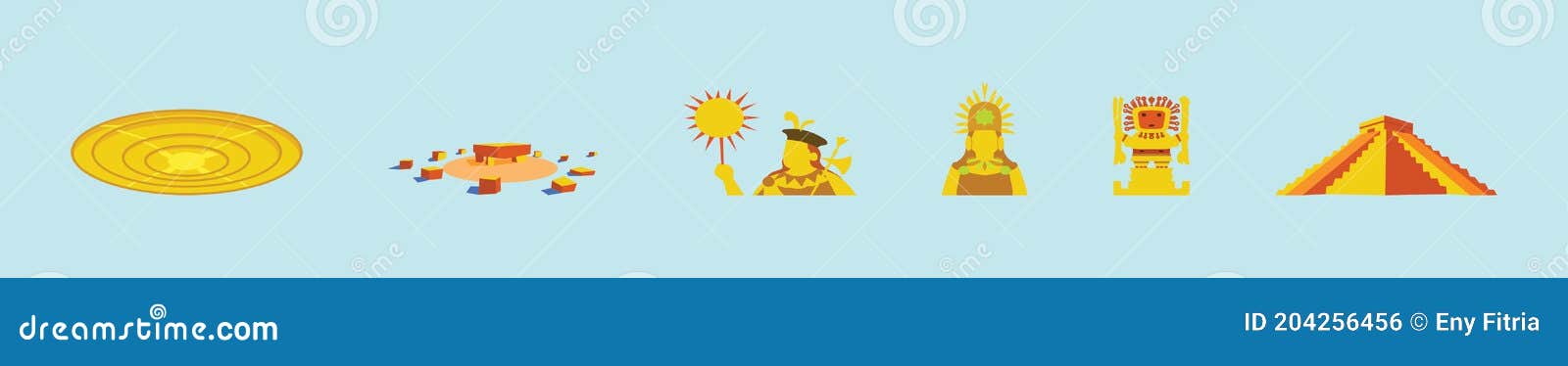 Set of Ancient Incas Cartoon Design Template with Various Models ...