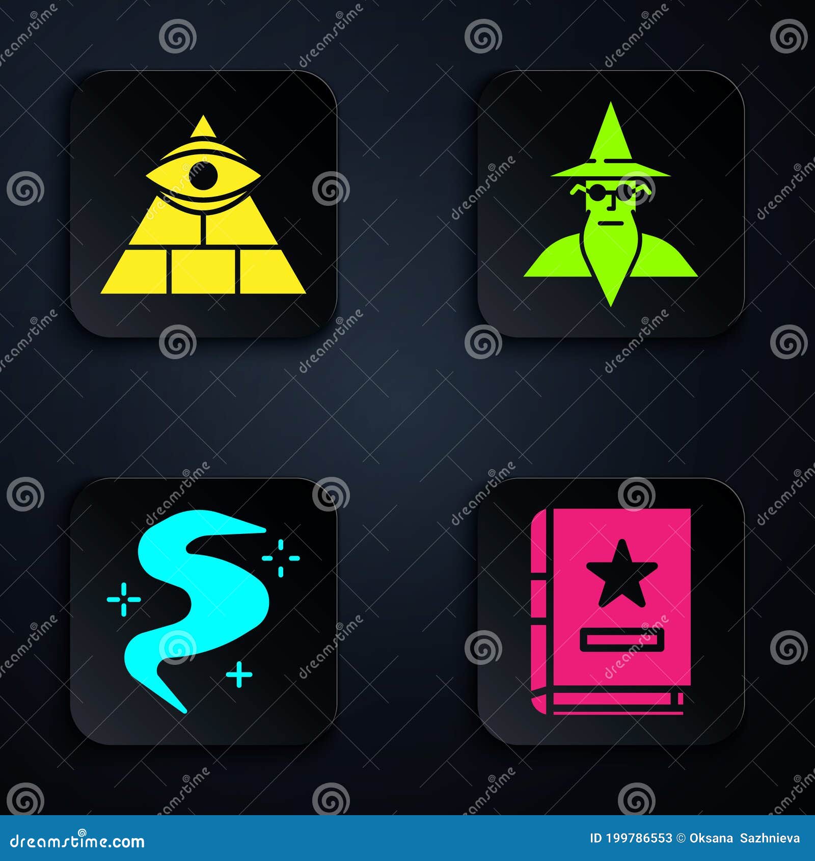 Set Ancient Magic Book, Masons, Magic Fog or Smoke and Wizard Warlock ...