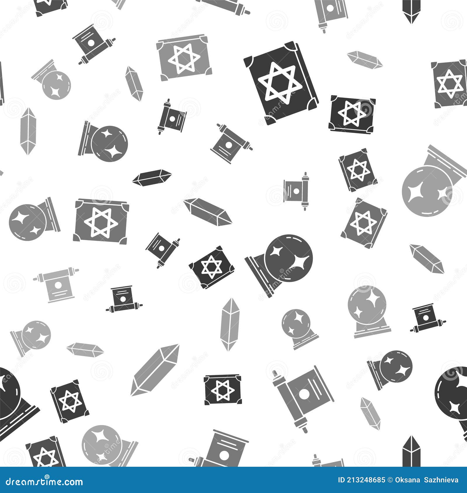 Set Ancient Magic Book, Magic Scroll, Magic Ball and Magic Stone on ...