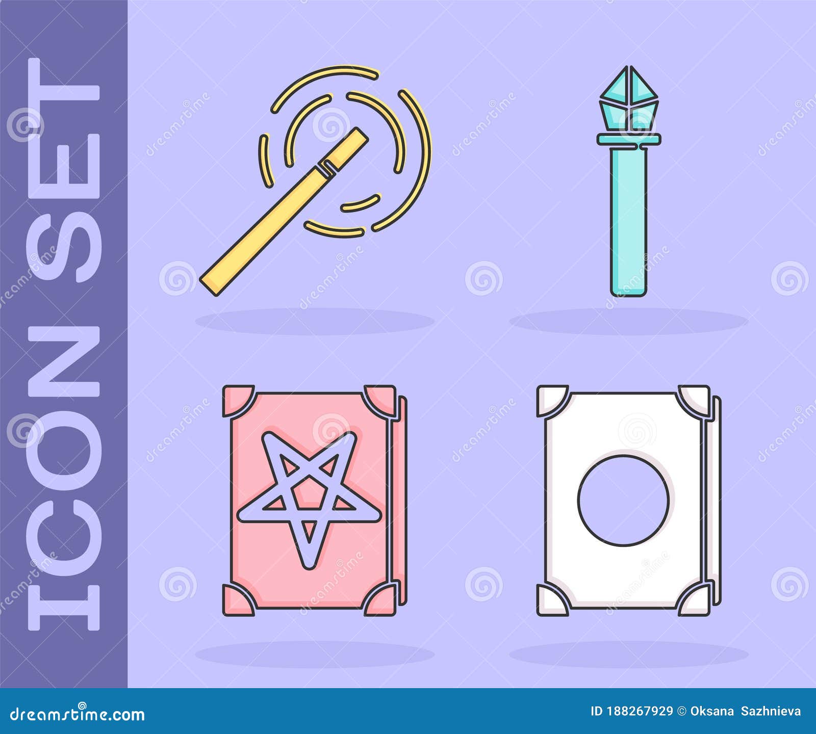 Set Ancient Magic Book, Magic Wand, Ancient Magic Book and Magic Staff ...