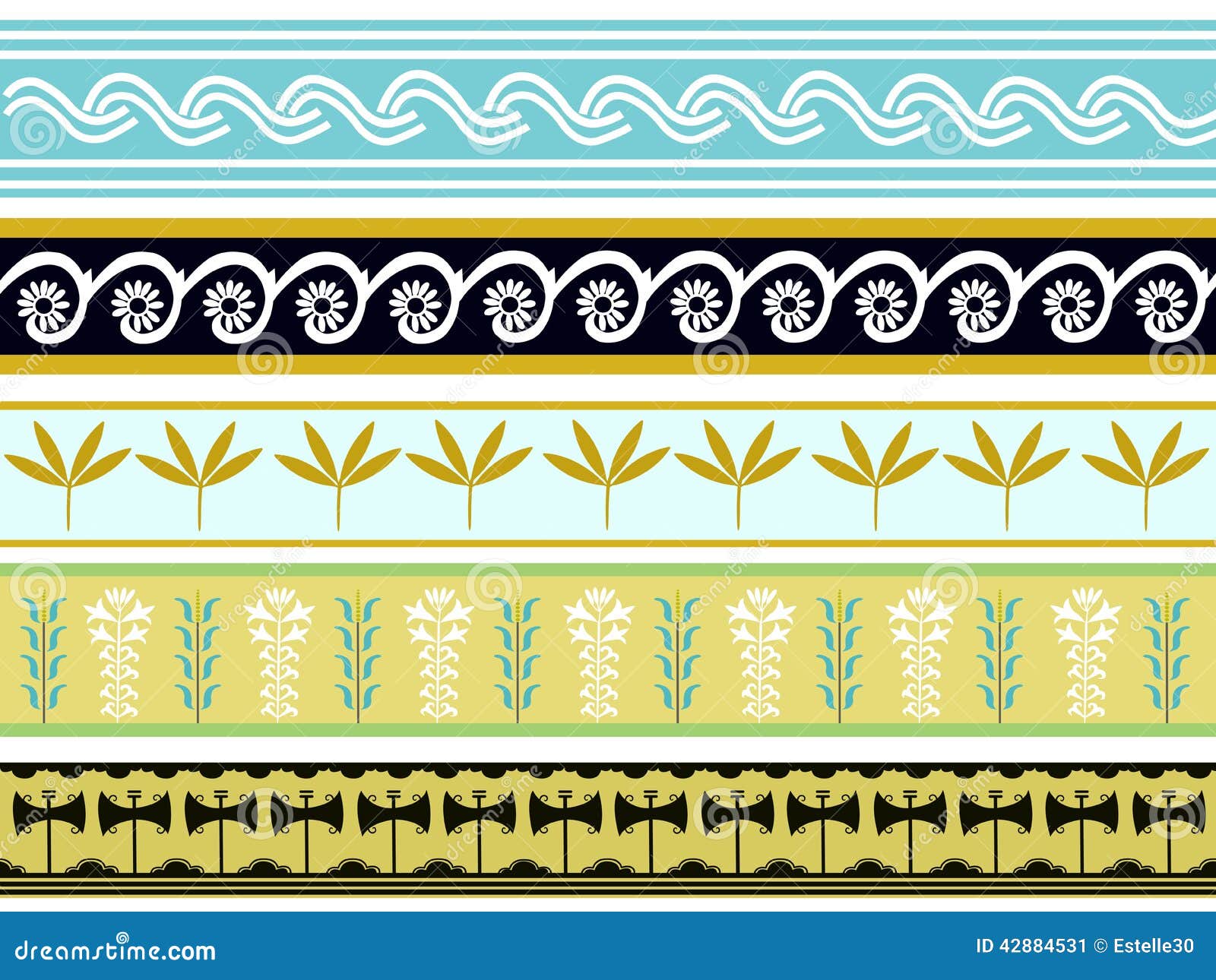 A Set Of Ancient Minoan Patten Designs 2 Stock Illustration ...