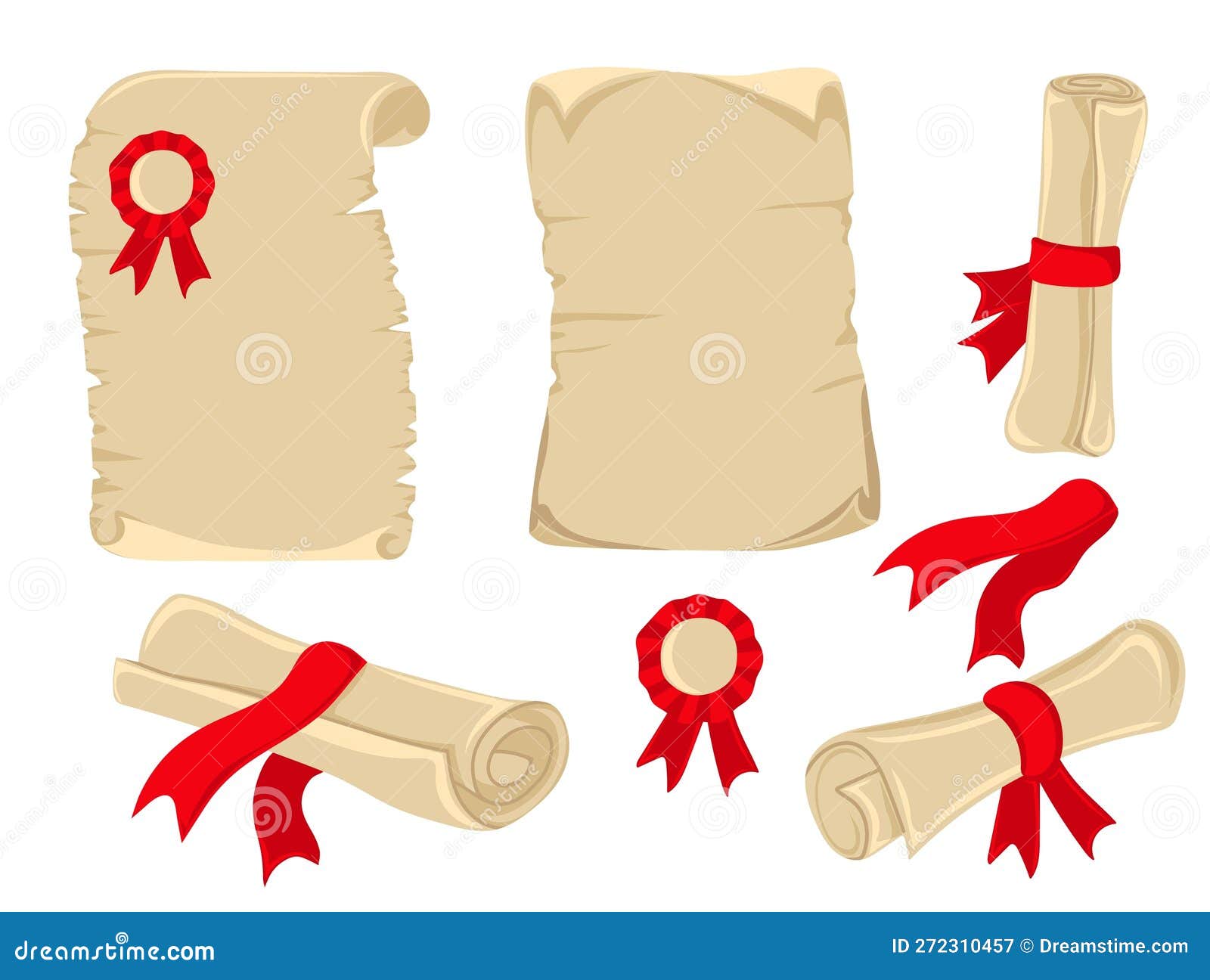 Set of Ancient Paper or Parchment Scrolls, Certificates or Diplomas ... Set of Ancient Paper or Parchment Scrolls, Certificates or Diplomas ...