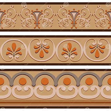 Set of Ancient Roman Ornaments Border Patterns. Stock Vector ...