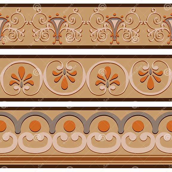 Set of Ancient Roman Ornaments Border Patterns. Stock Vector ...