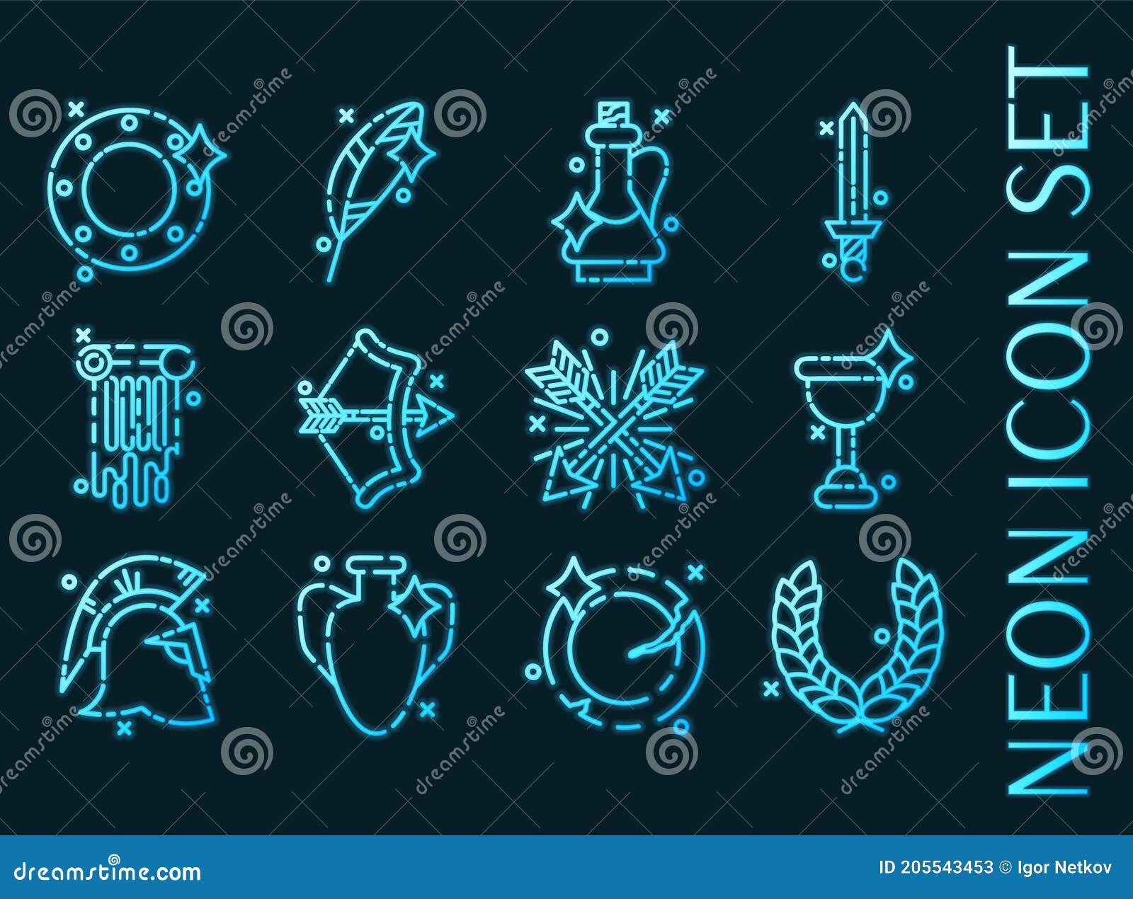 Set of Ancient Rome Glowing Neon Icons Stock Vector - Illustration of ...