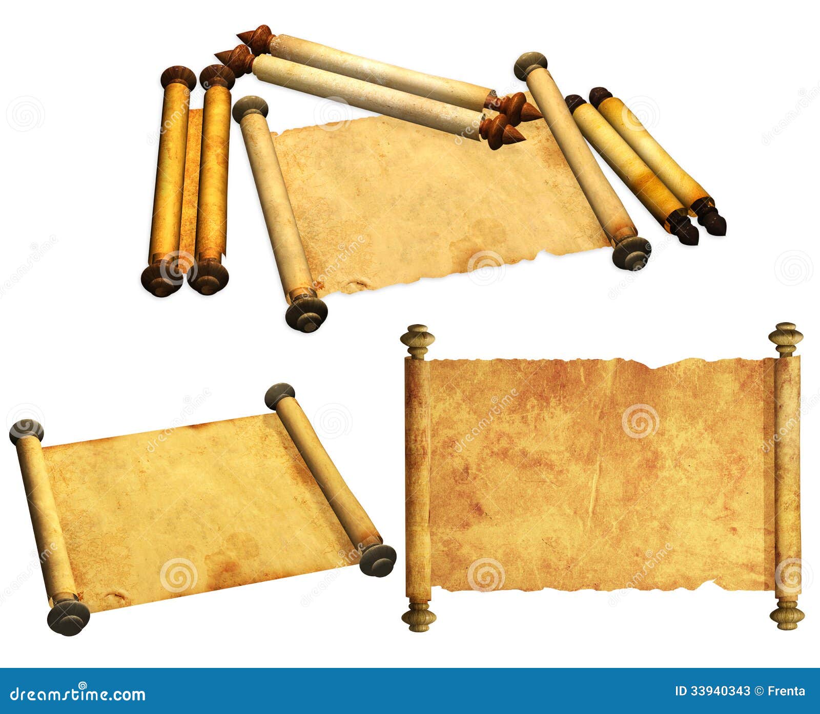 Set of ancient scrolls stock illustration. Illustration of obsolete ...