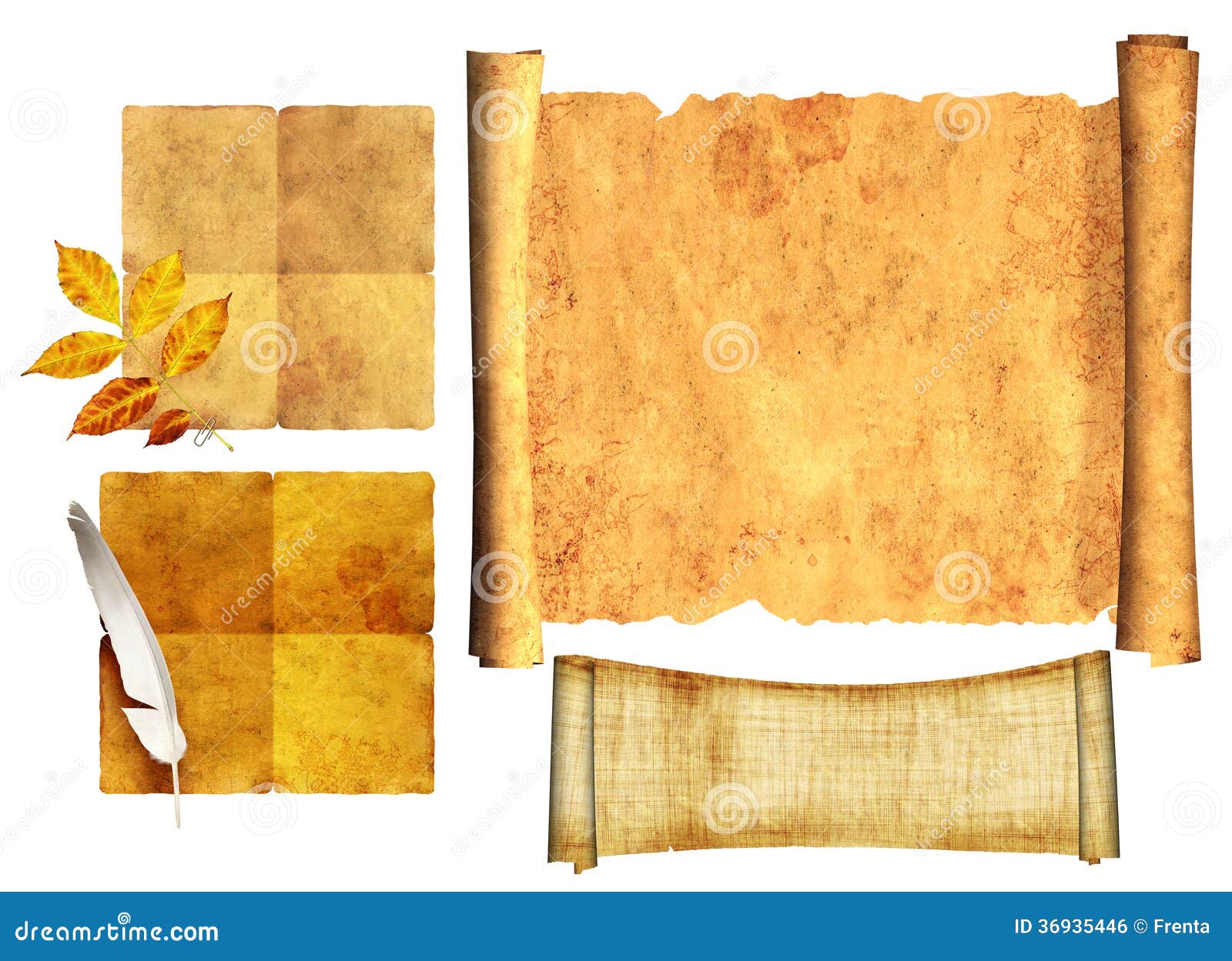 Set of ancient scrolls stock illustration. Illustration of banner ...