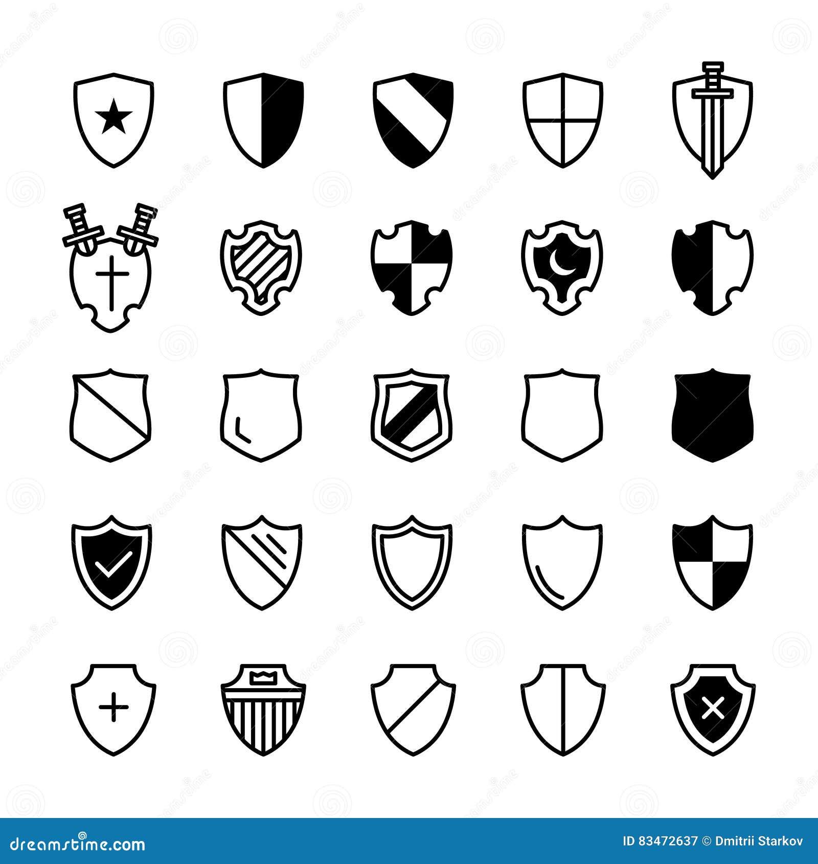 Set of ancient shields stock vector. Illustration of communication ...