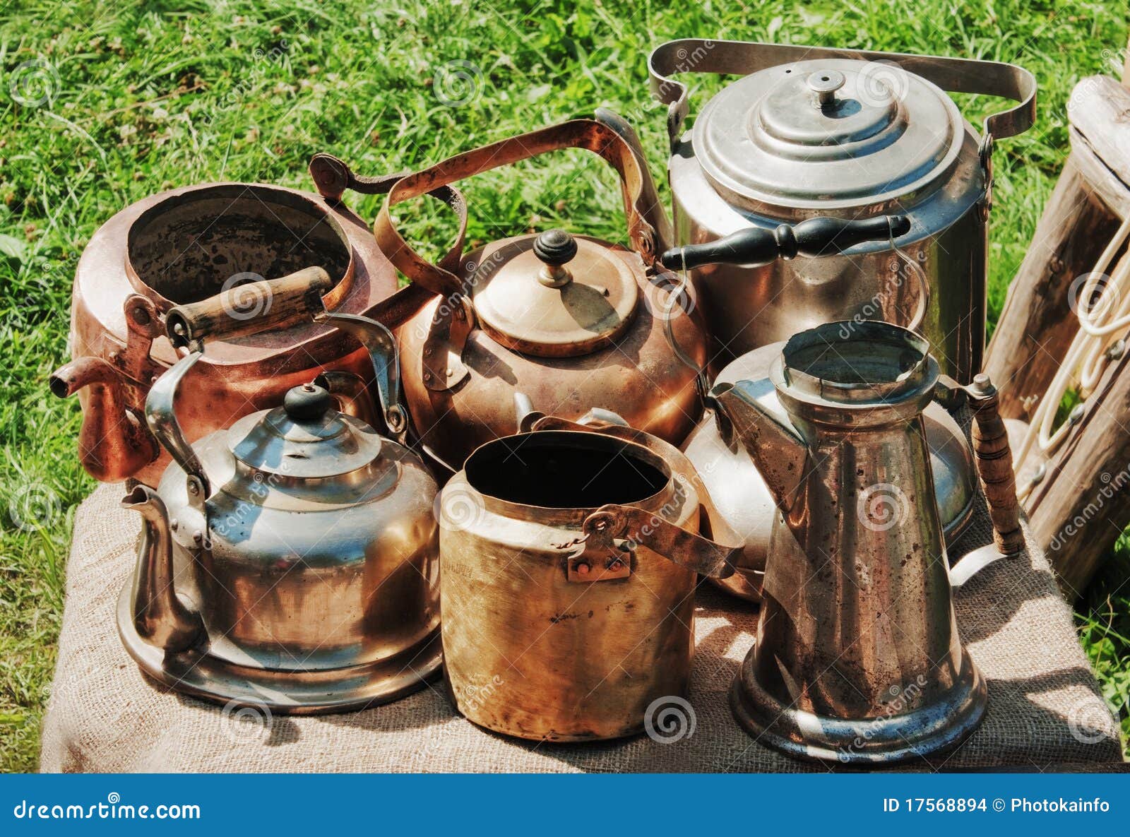 Set of ancient teapots stock photo. Image of heat, brass - 17568894
