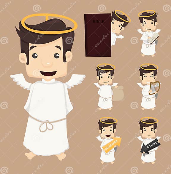 Set of Angel Characters Poses Stock Vector - Illustration of confident ...