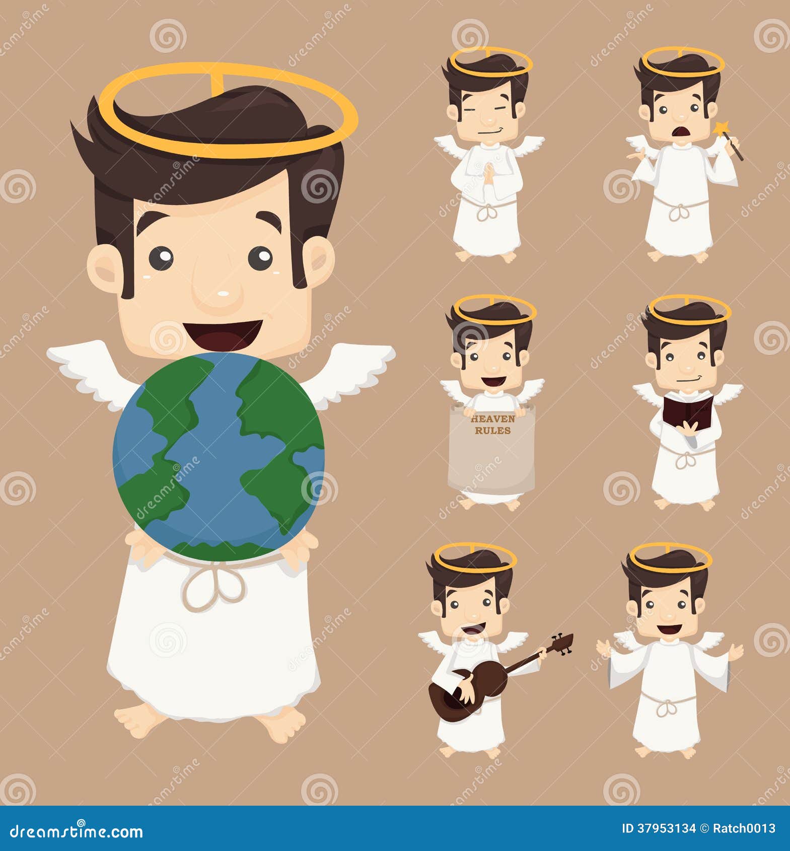 Set of Angel Characters Poses Stock Vector - Illustration of concept ...