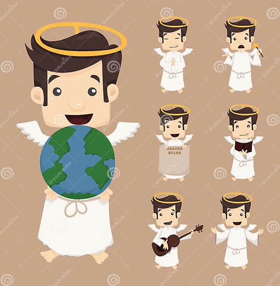 Set of Angel Characters Poses Stock Vector - Illustration of concept ...