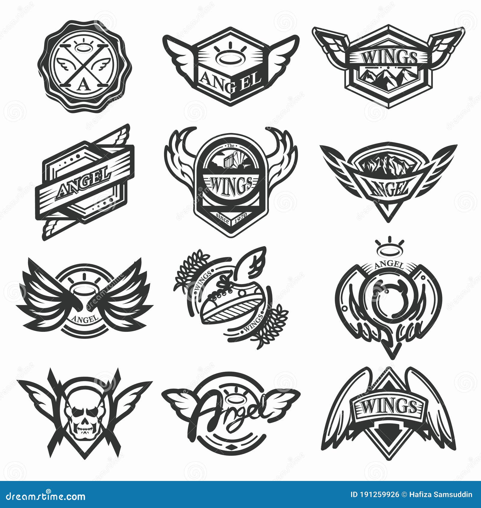 Set of Angel Emblems. Vector Illustration Decorative Design Stock ...