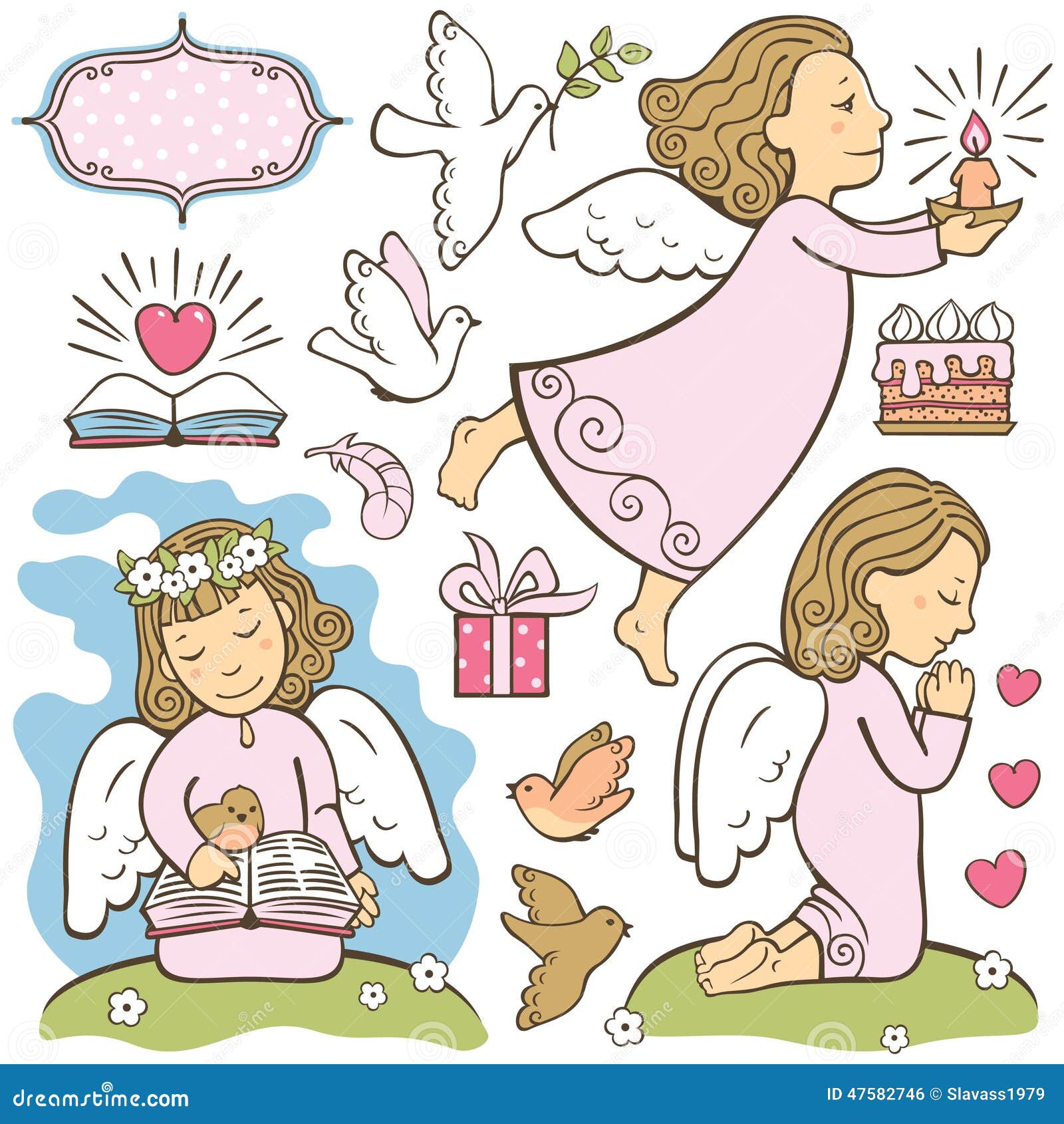 Set of the angels stock vector. Illustration of friendship - 47582746