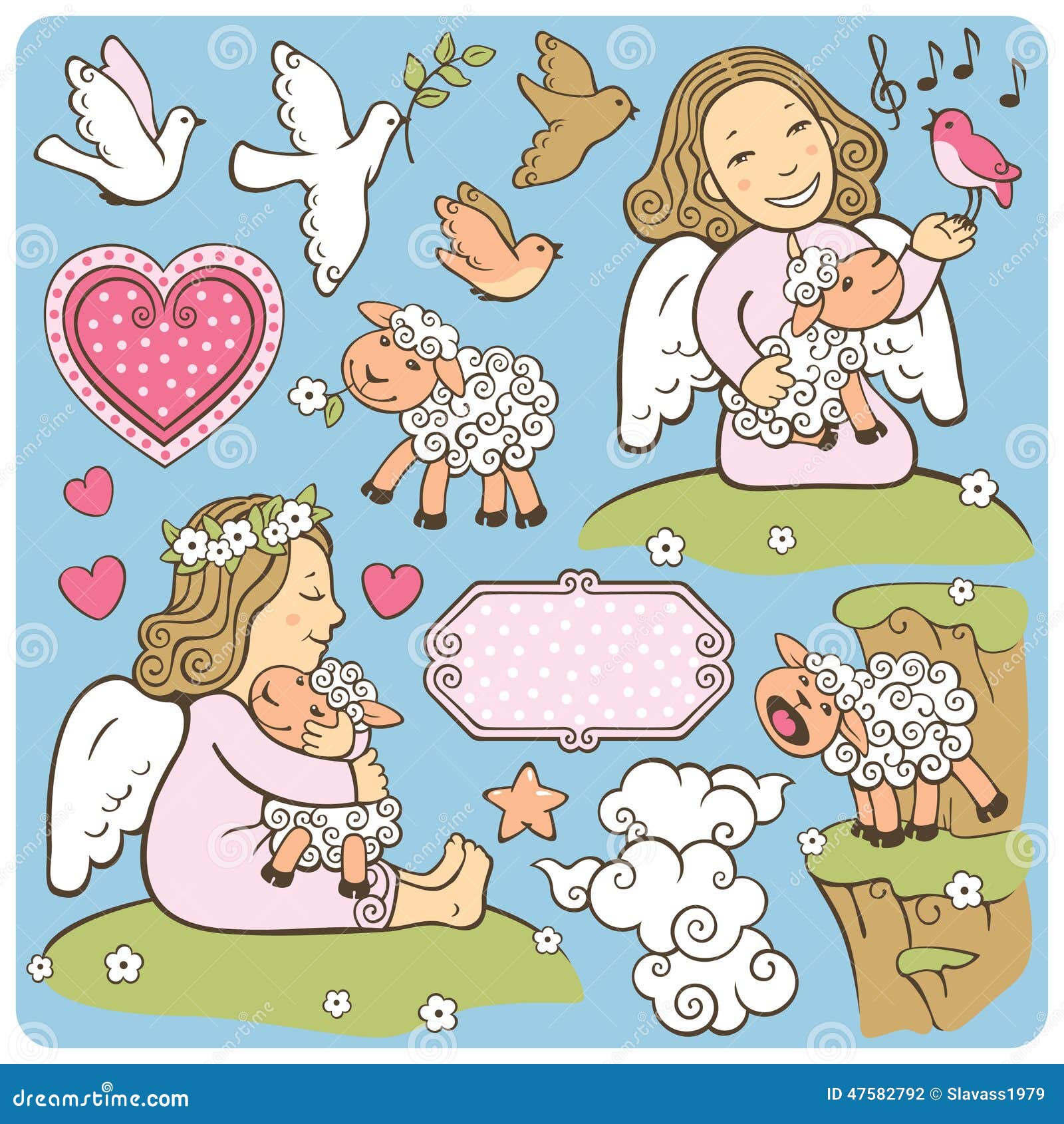 Set of the angels stock vector. Illustration of painting - 47582792