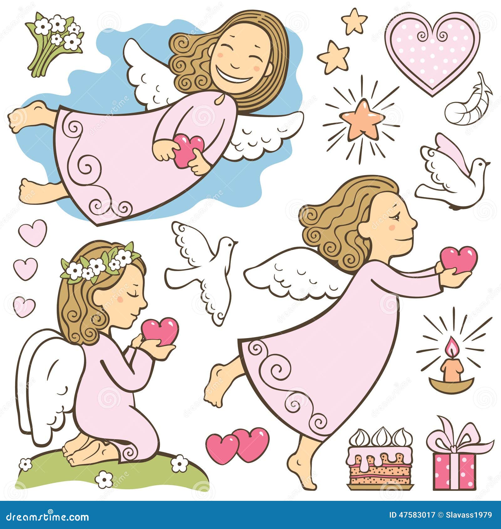 Set of the angels stock vector. Illustration of angel - 47583017