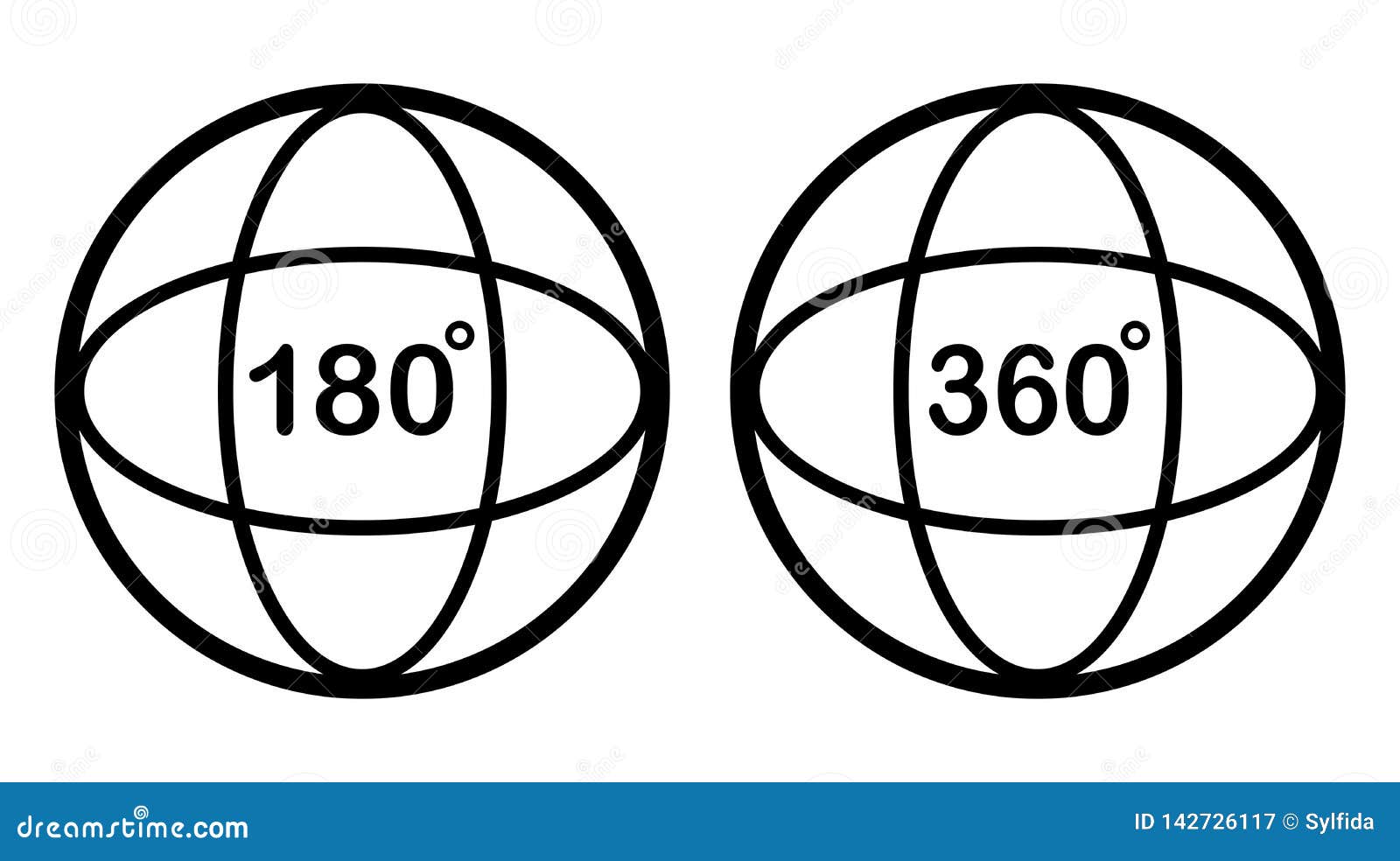 Set of Angle 180, 360 Degree Icon. Vector Illustration Stock ...