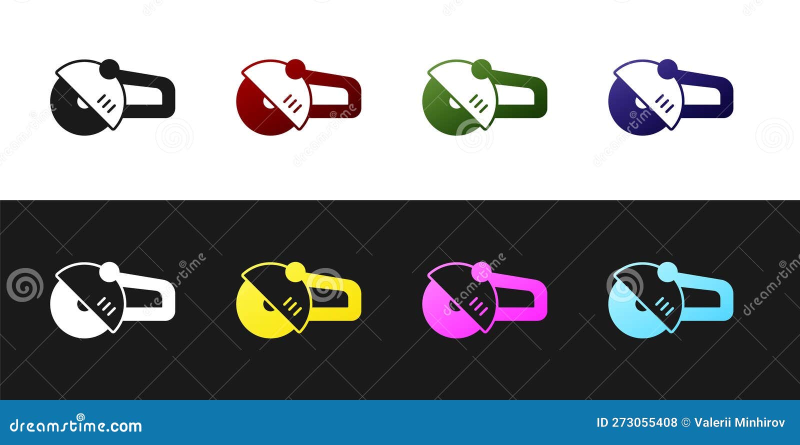 Set Angle Grinder Icon Isolated on Black and White Background. Vector ...