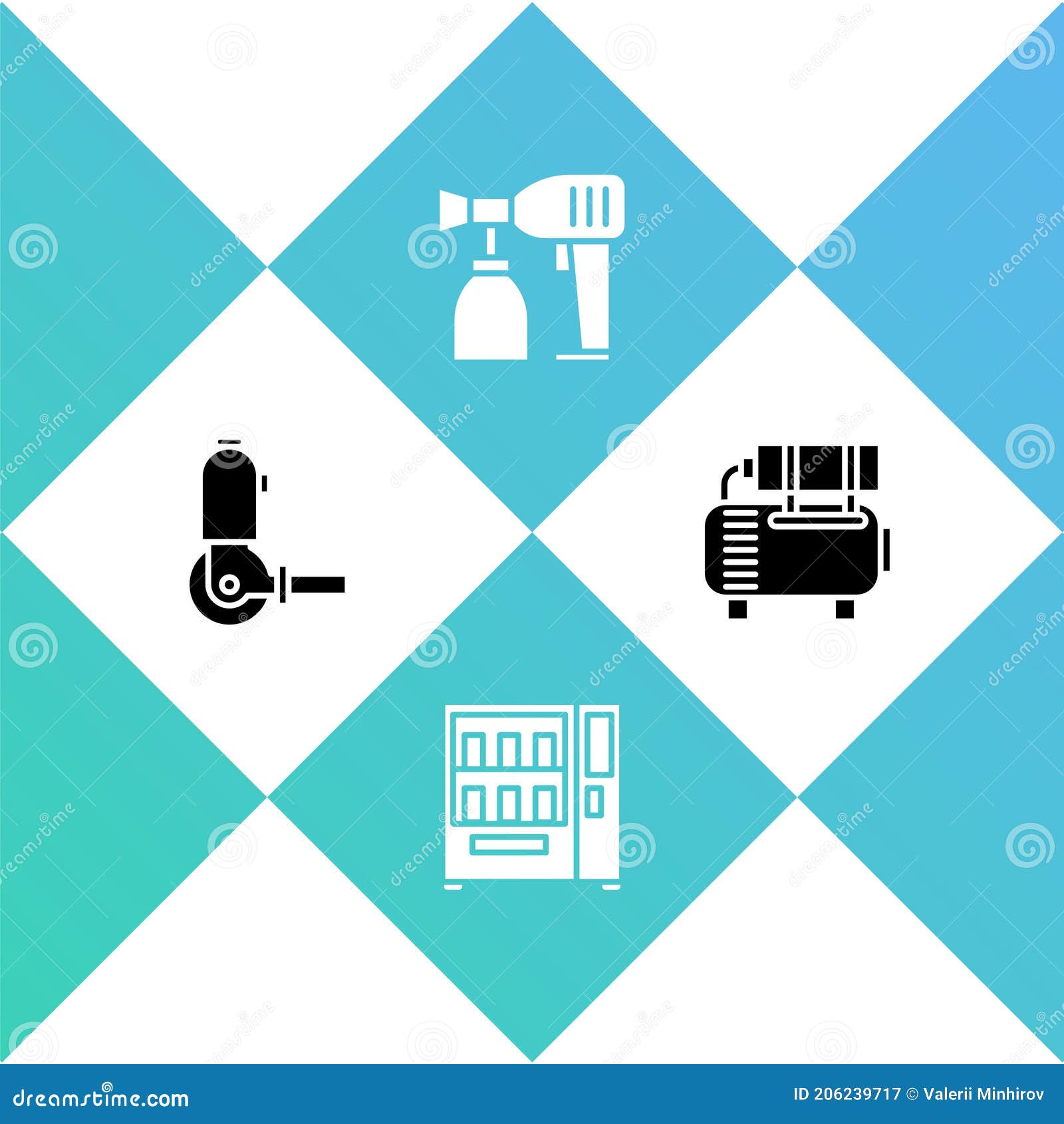Spray Gun And Compressor Vector Concept Colored Icon | CartoonDealer ...